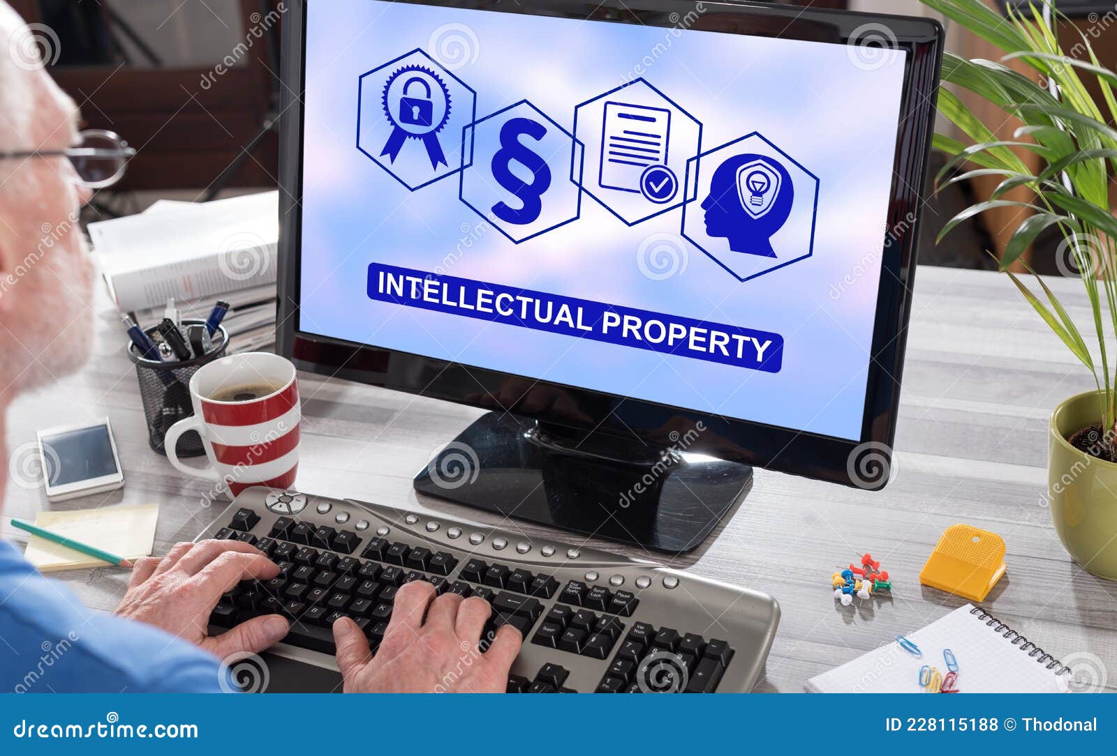 Intellectual Property Concept on a Computer Stock Photo - Image of ...