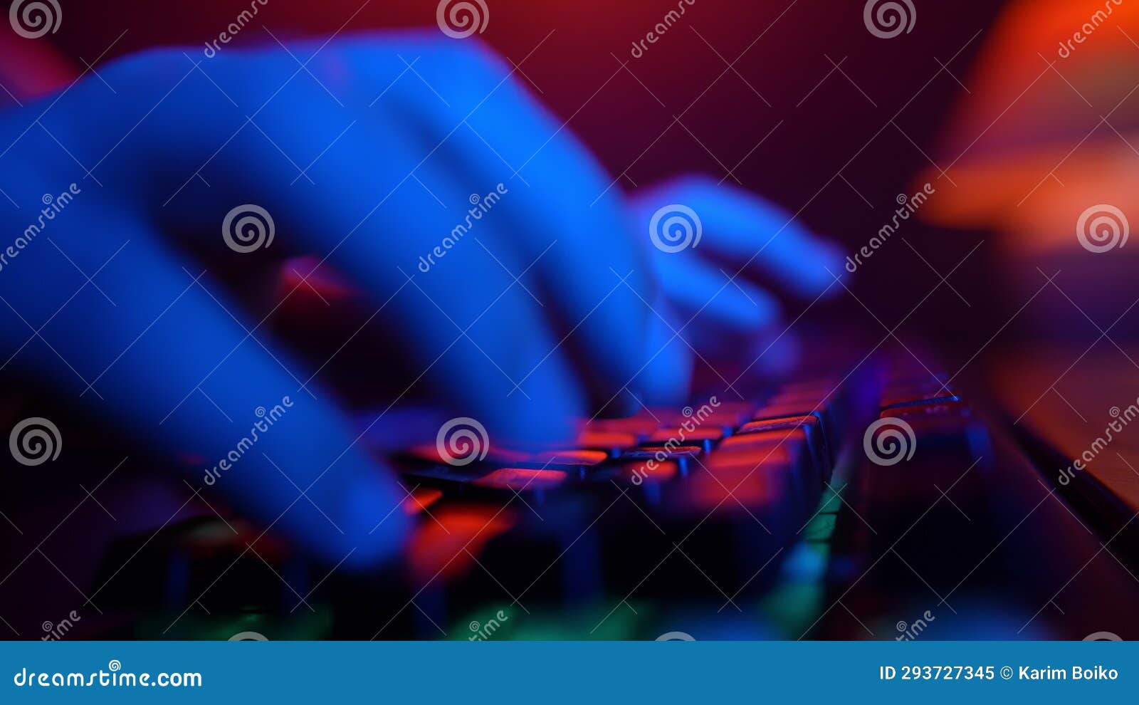 Man Using Computer Keyboard Code Website in Neon Lighting. Hacker and Cybercrime Stock Video ...