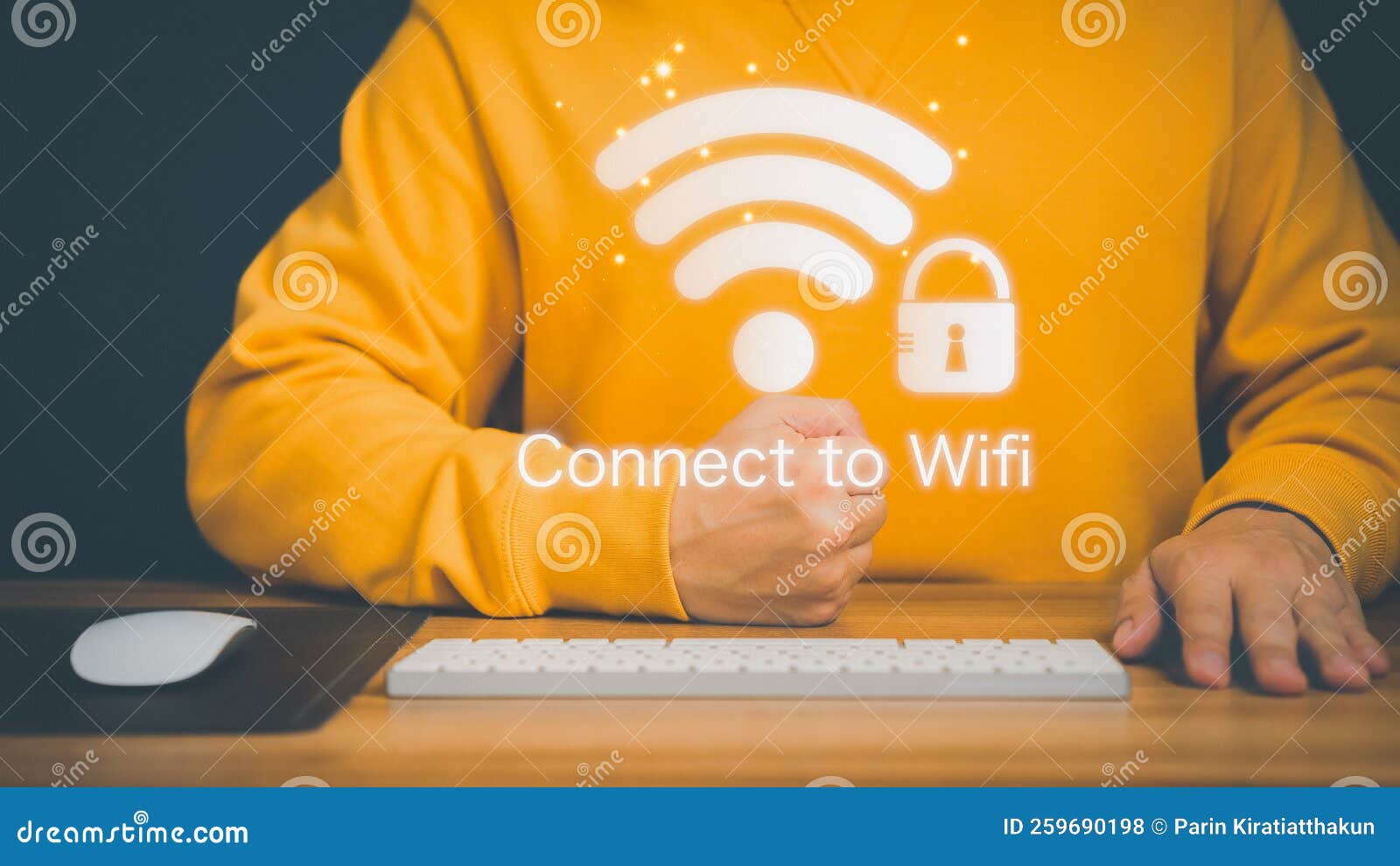 Man Using A Computer Keyboard To Connect To Wifi And Waiting To Loading Digital Business Data