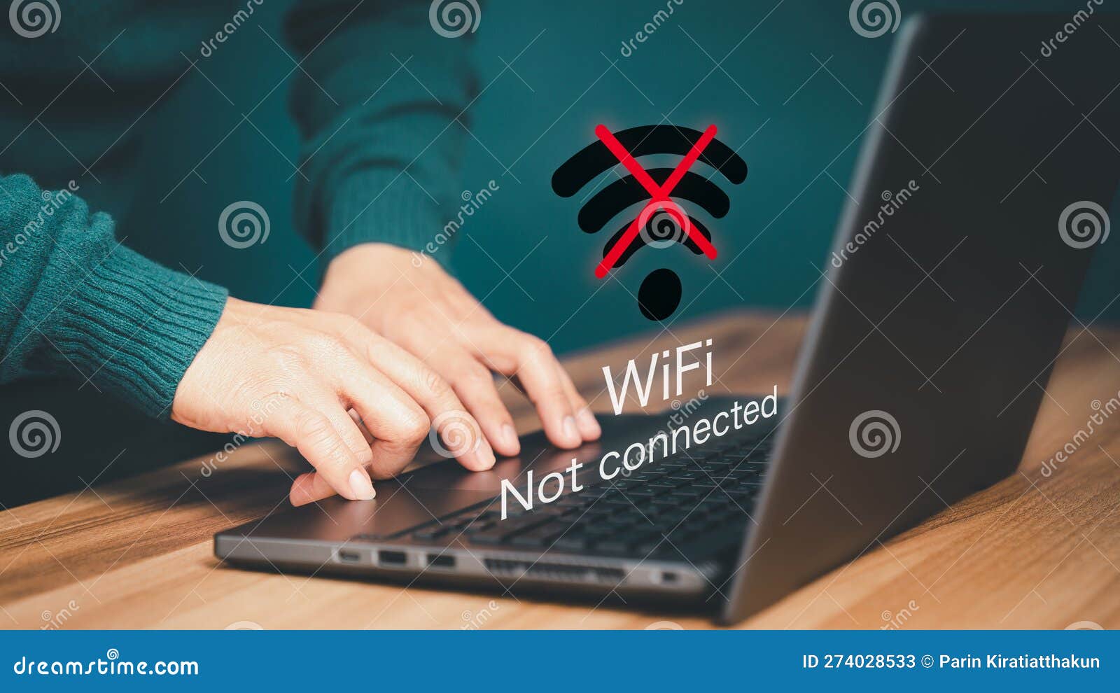 Man Using a Computer Laptop To Connect To Wifi but Wifi Not Connected ...