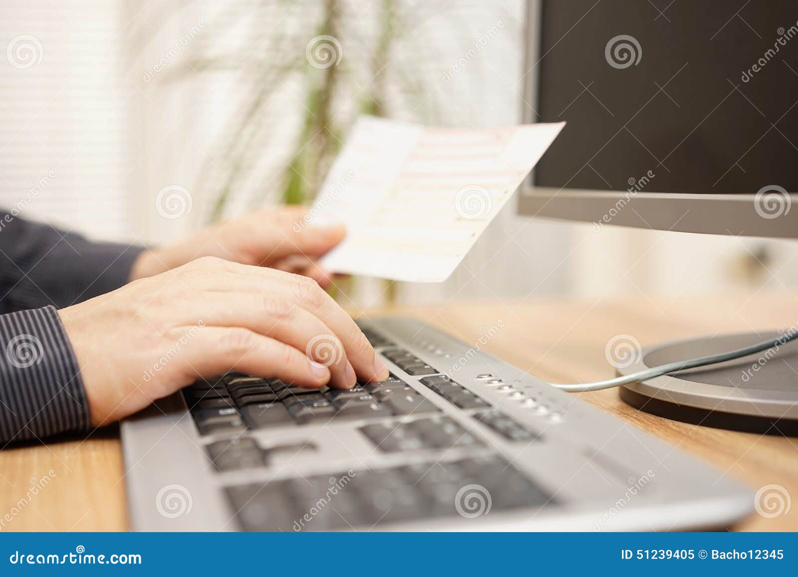 Man is Using Computer for on Line Payment. Stock Image - Image of enter ...