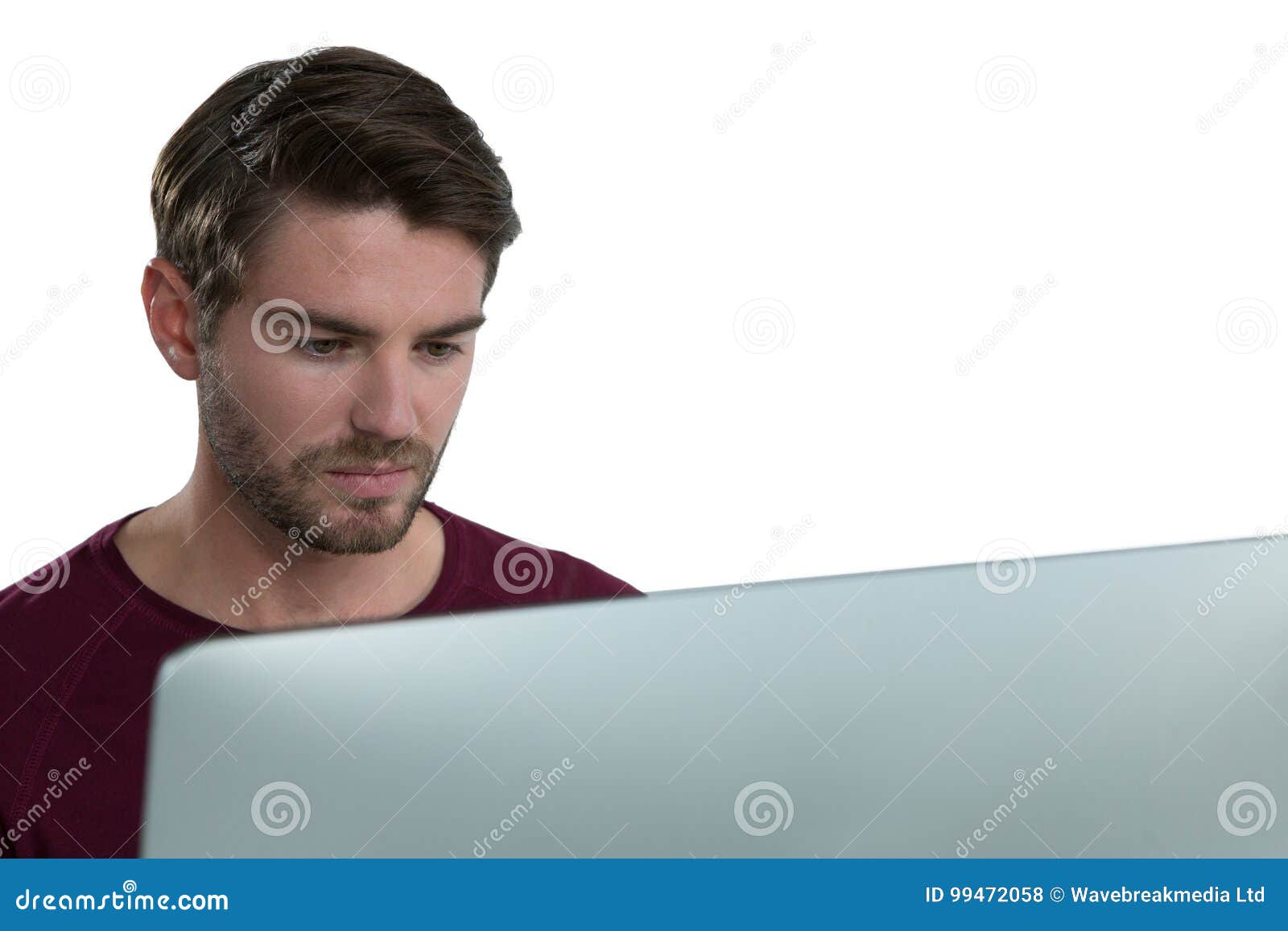 Man using computer stock photo. Image of studio, adult - 99472058