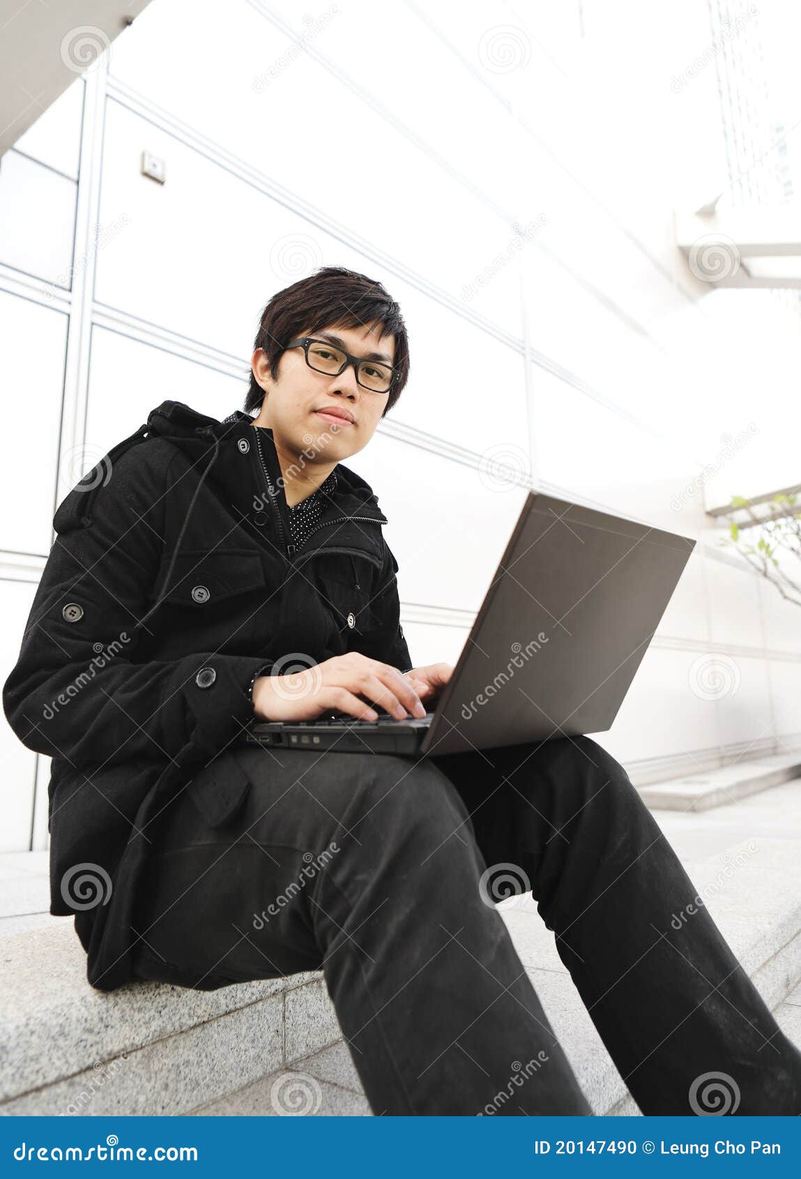 Man using computer outdoor stock photo. Image of leisure - 20147490
