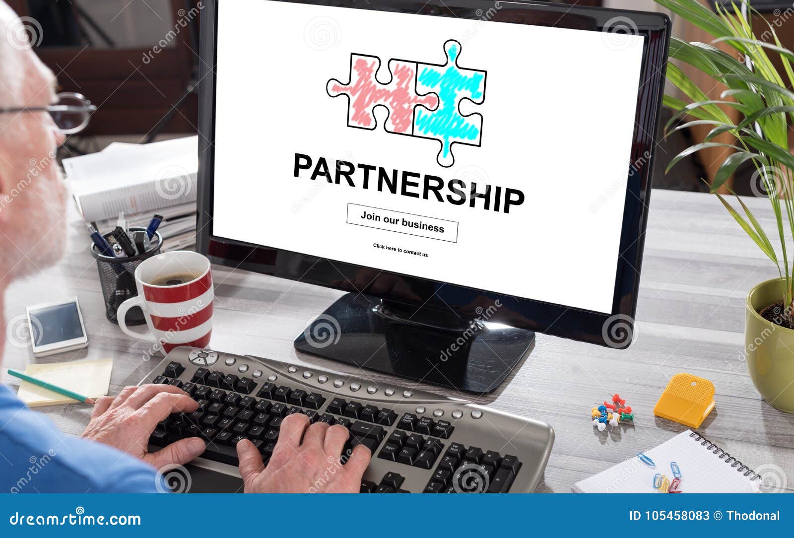 Partnership Concept on a Computer Stock Image - Image of together ...