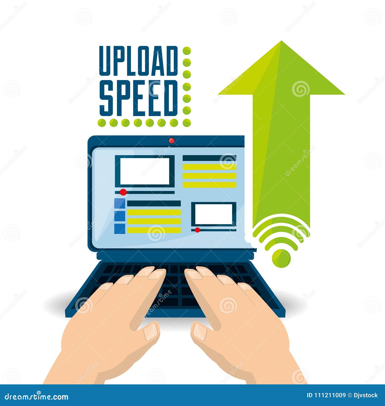 Man Using the Computer and Upload Files Stock Vector - Illustration of ...