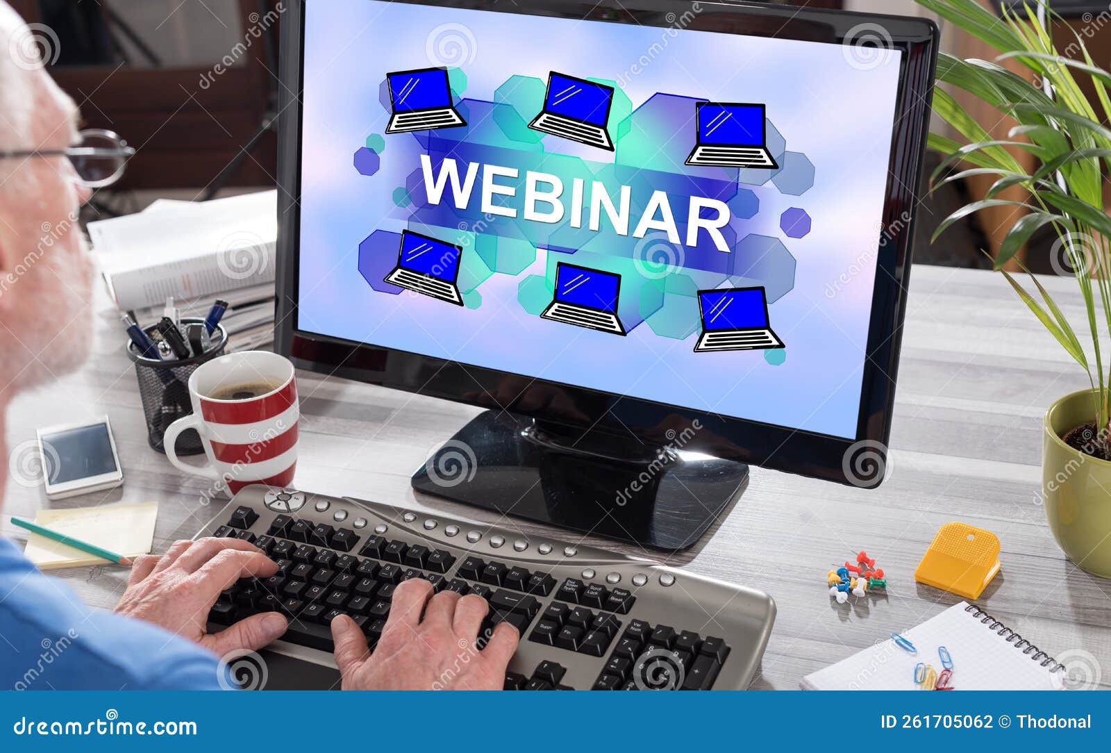 Webinar Concept on a Computer Stock Photo - Image of social, technology ...