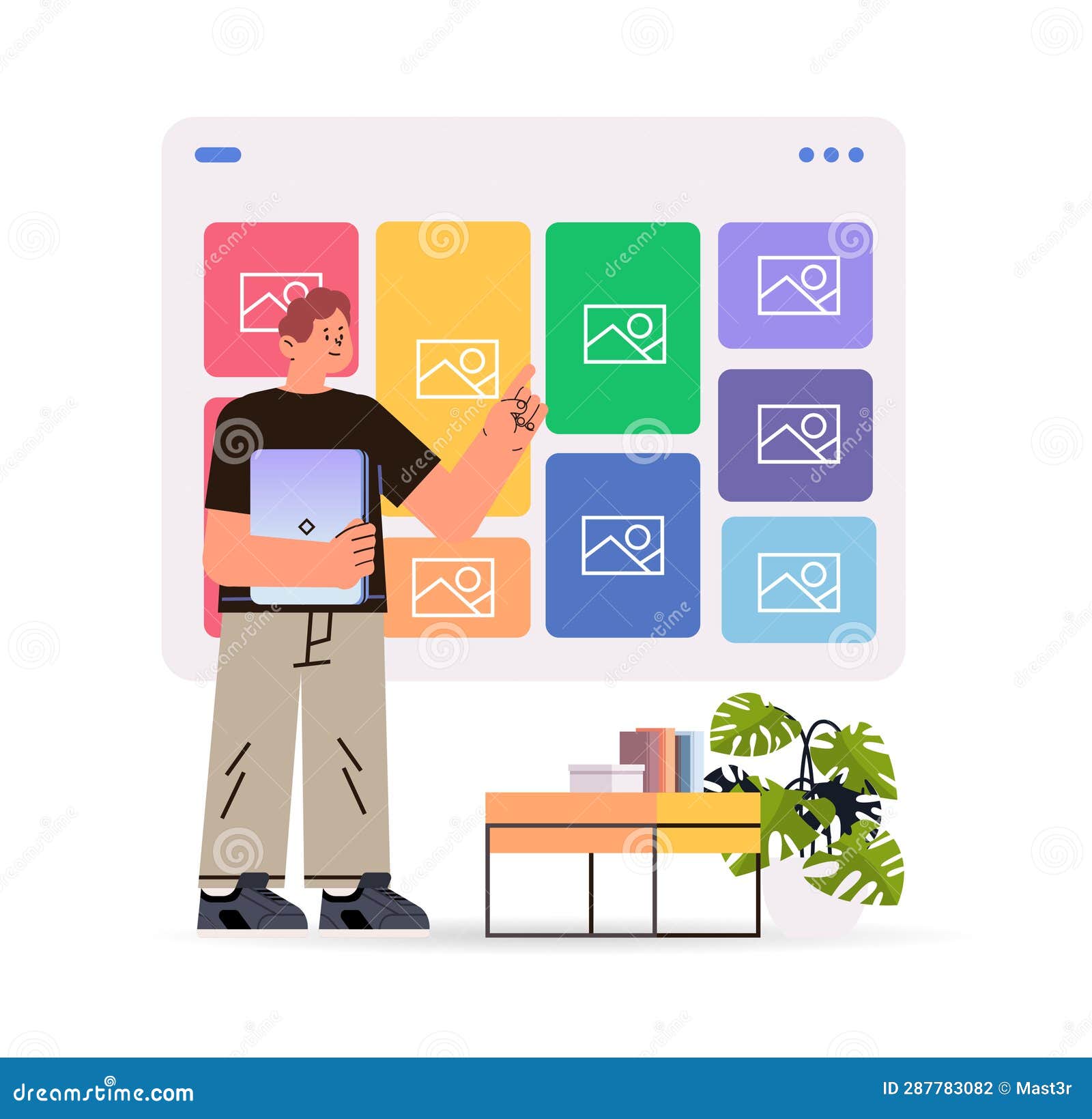 Man Using Creative Portfolio App on Computer Screen Visual Design ...