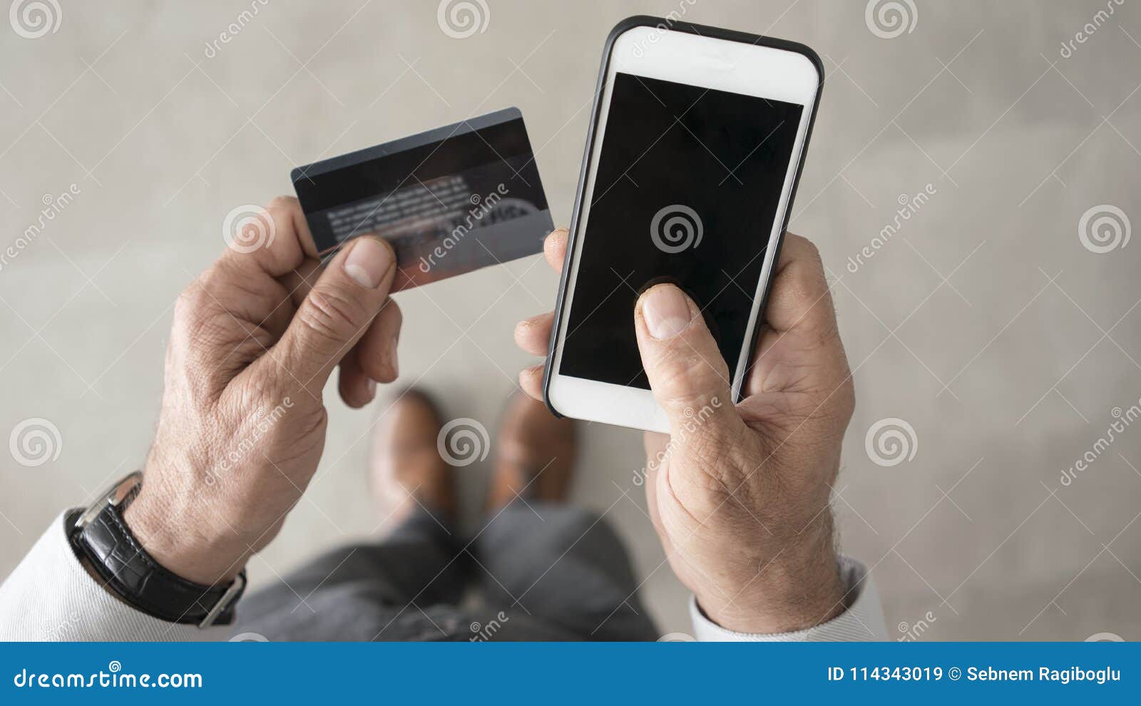 Man Using Credit Card and Mobile Phone Stock Image - Image of shopping ...