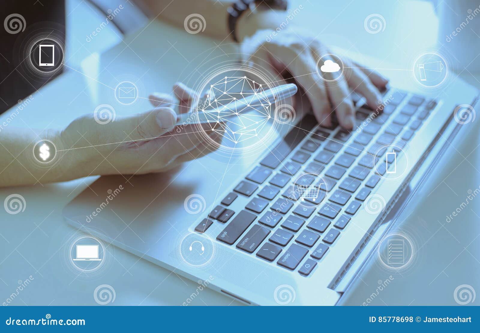 Man Using Digital Device Make Payments Online Shopping Stock Photo ...