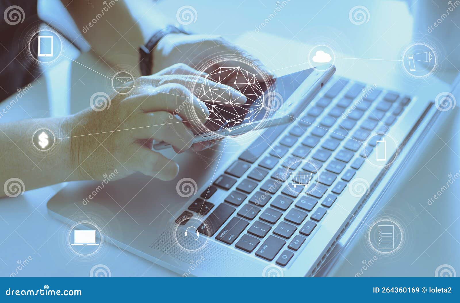 Digital Device User Makes Payments Online, Shopping and Shows the ...