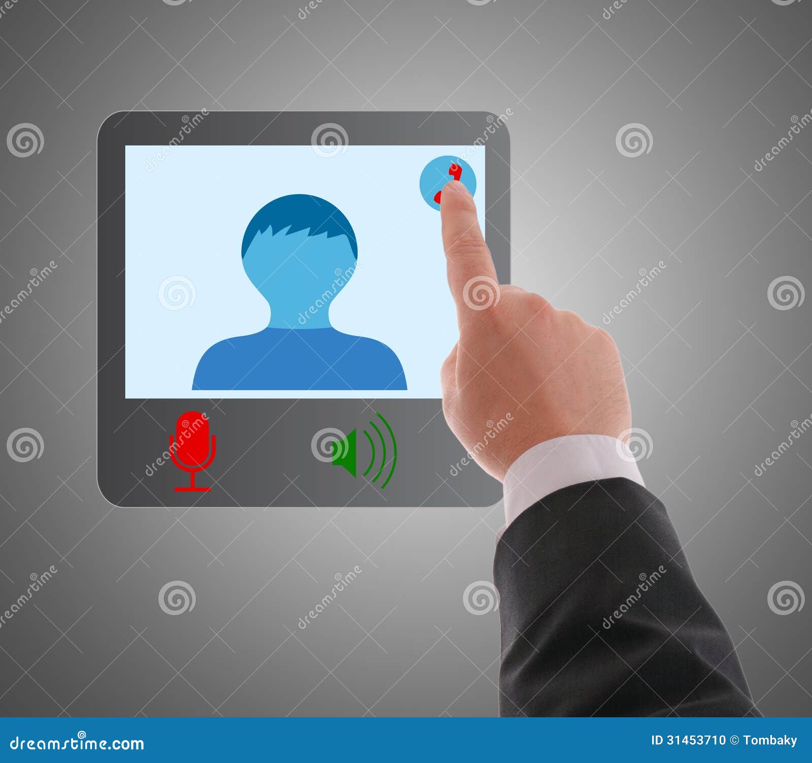 Man Using Digital Interface To Connecting Video Chat. Stock Photo ...