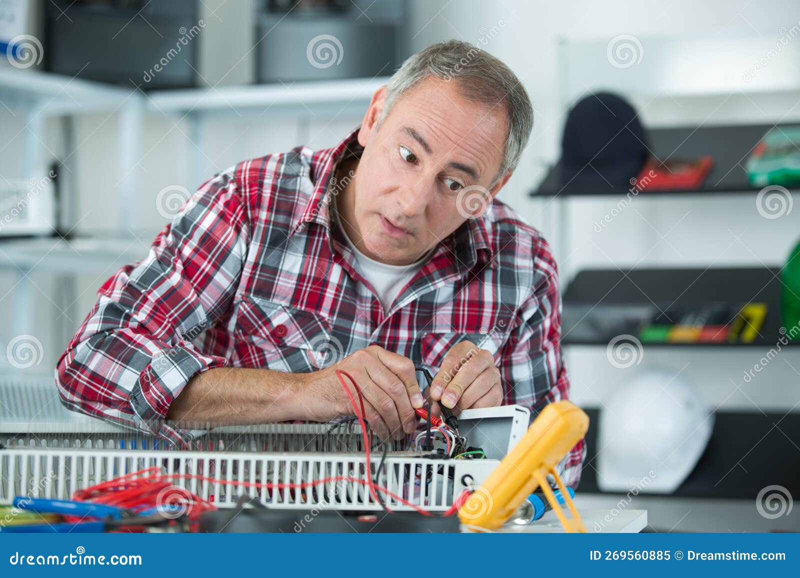 Man Using Digital Multimeter Stock Image - Image of instrument ...