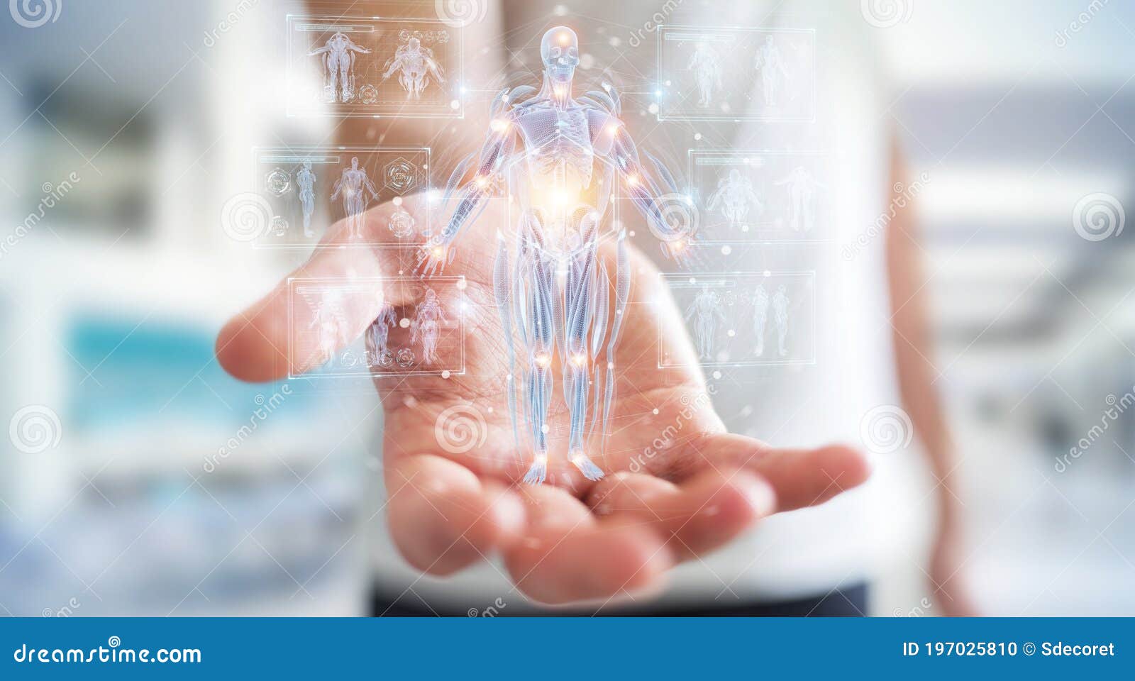 Man Using Digital X-ray Human Body Holographic Scan Projection 3D ...