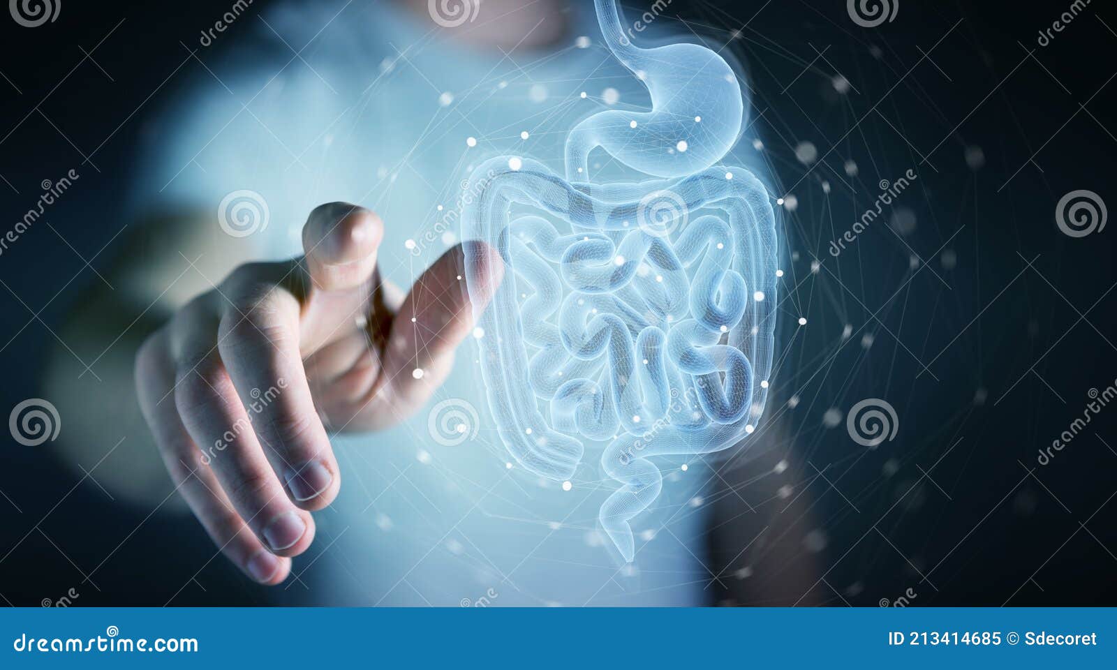 Man Using Digital X-ray of Human Intestine Holographic Scan Projection ...