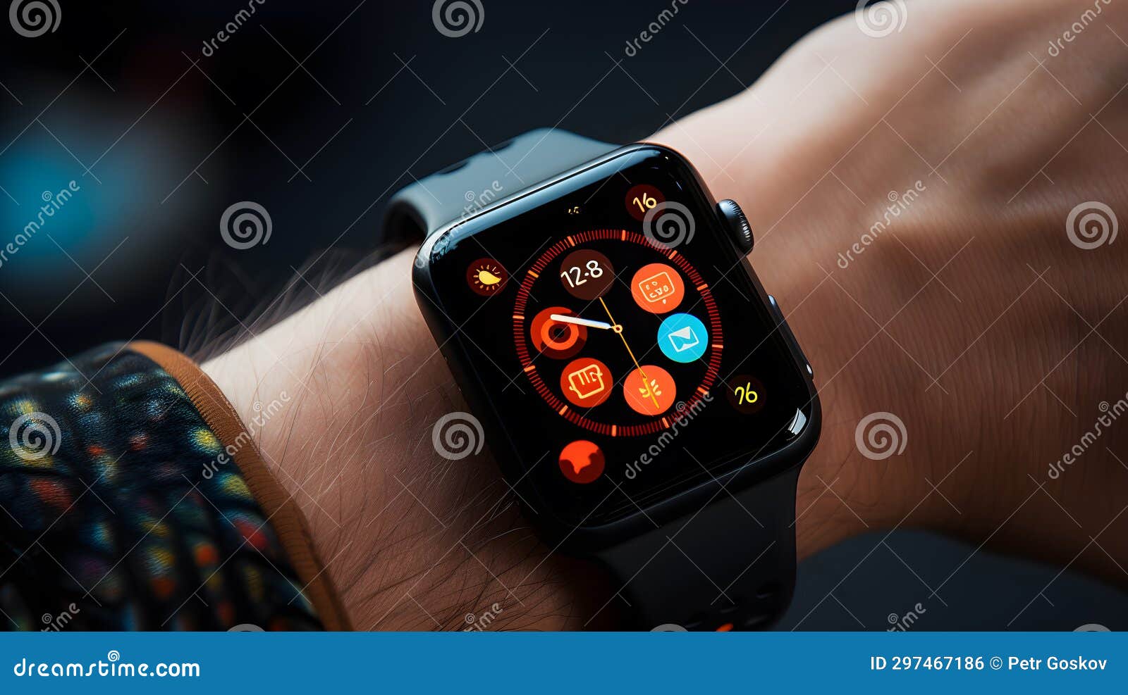 Hand with Digital Smartwatch Stock Illustration - Illustration of ...