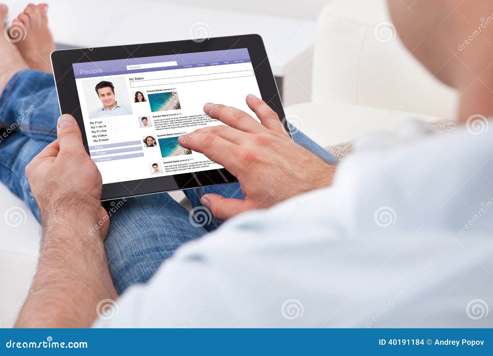 Man using digital tablet stock photo. Image of person - 40191184