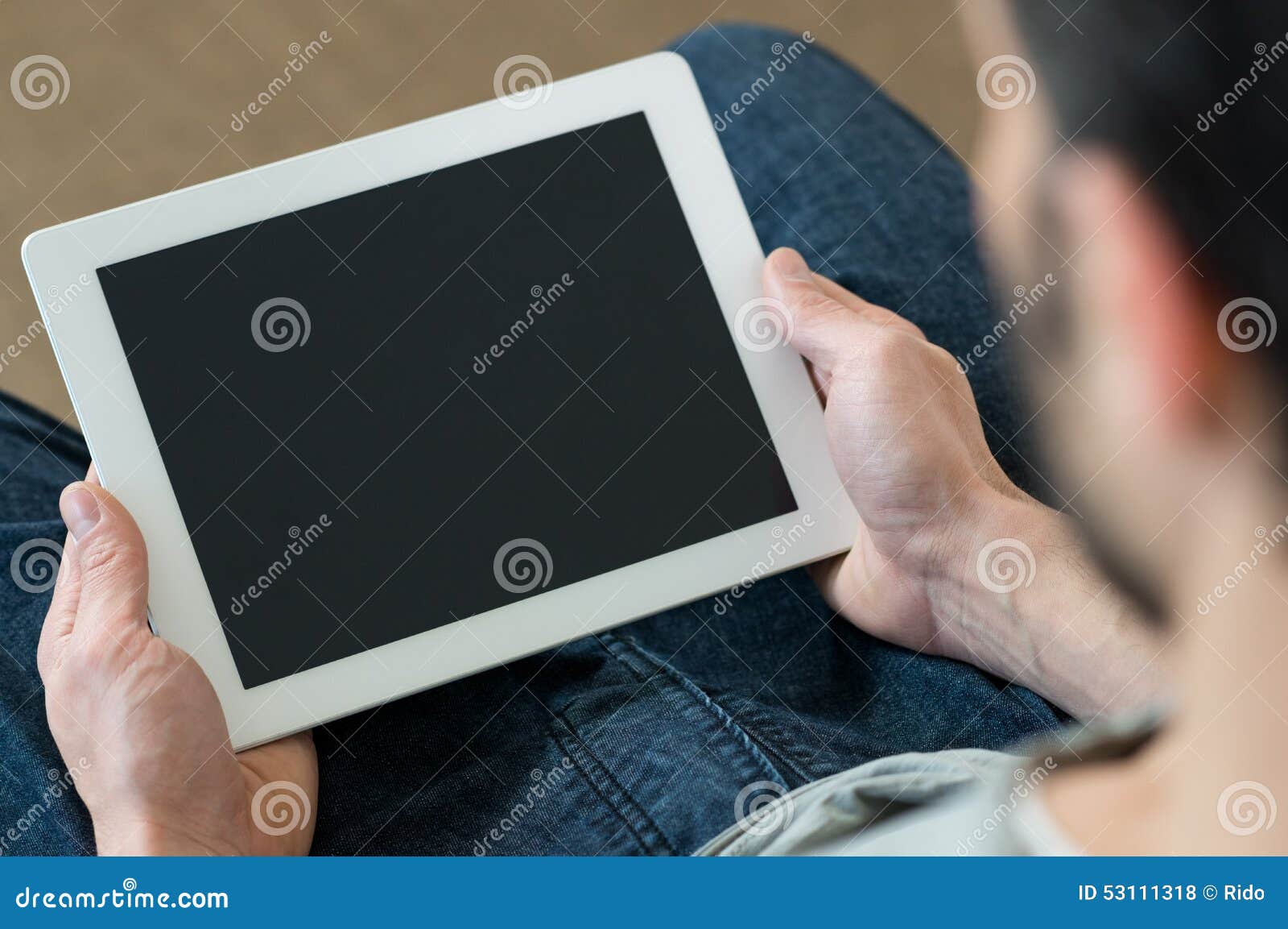 Man using digital tablet stock photo. Image of empty - 53111318