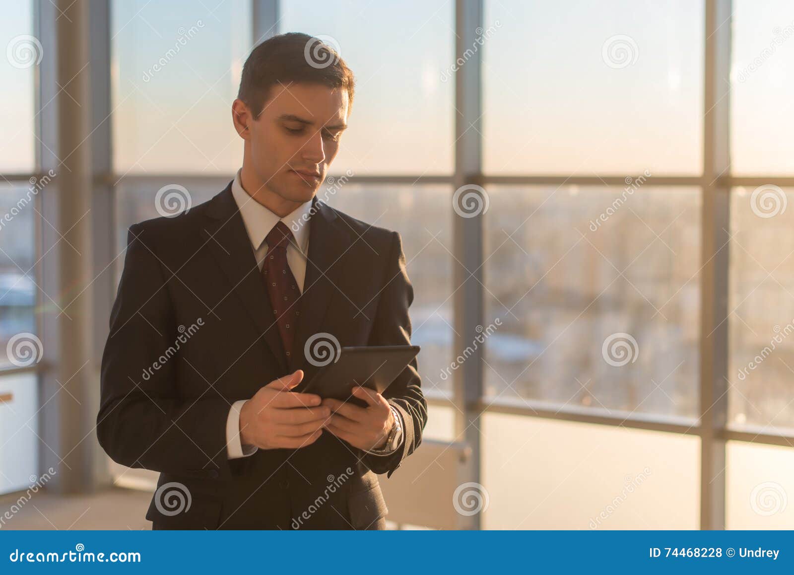 Man Using Digital Tablet at His Working Place Stock Photo - Image of ...