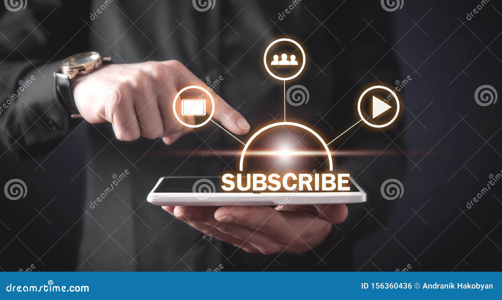 Man Using Digital Tablet. Subscribe Concept Stock Photo - Image of ...