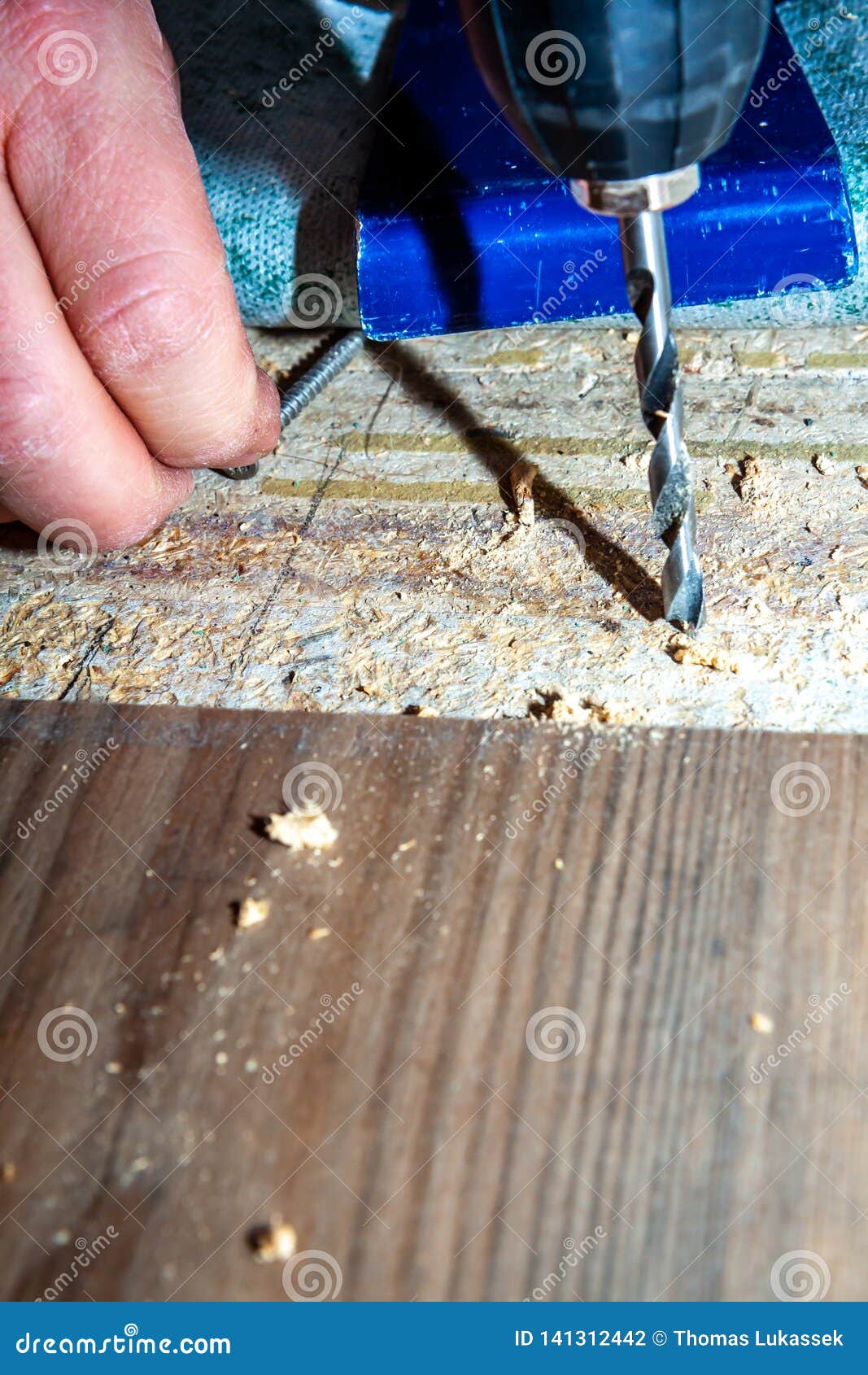 Man Using Drill Machine while Installing New Wooden Laminate Flooring ...