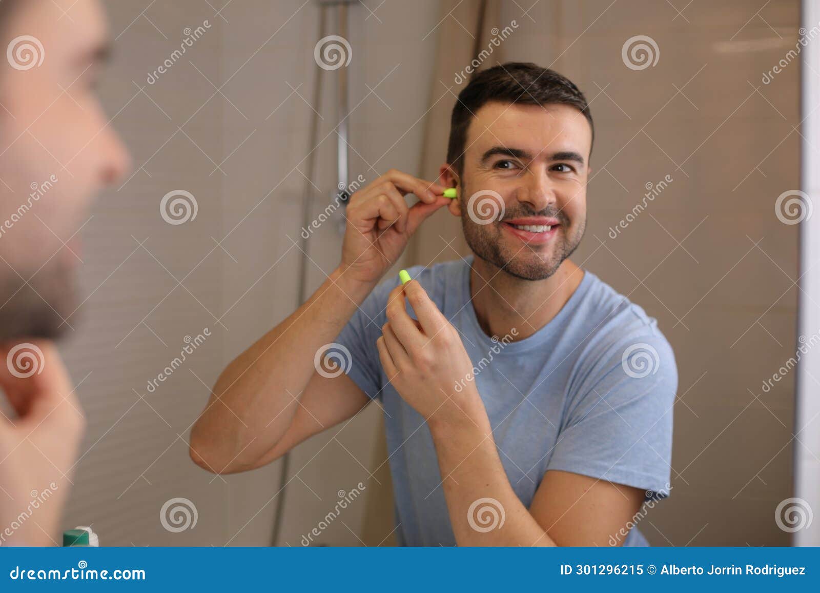 Man Using Ear Plugs To Avoid the Stress of Noisy Situations Stock Image ...