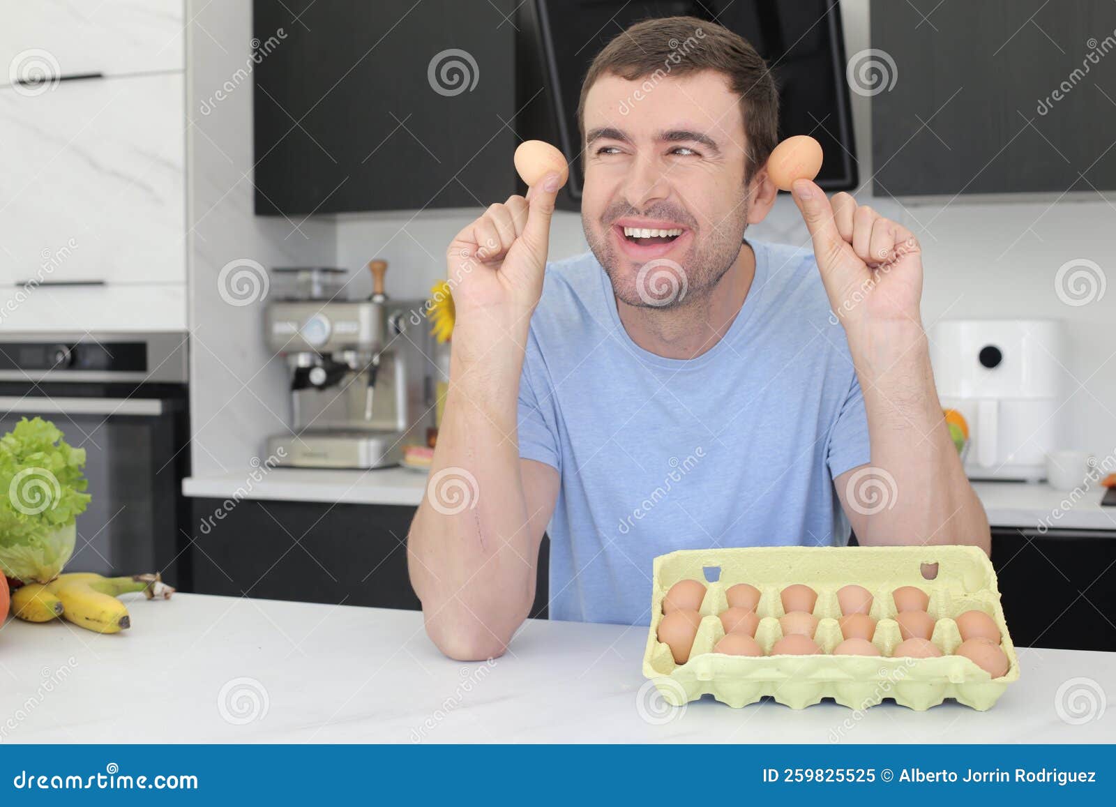 Man Using Eggs To Prepare a Meal Stock Image - Image of chicken, eggs ...
