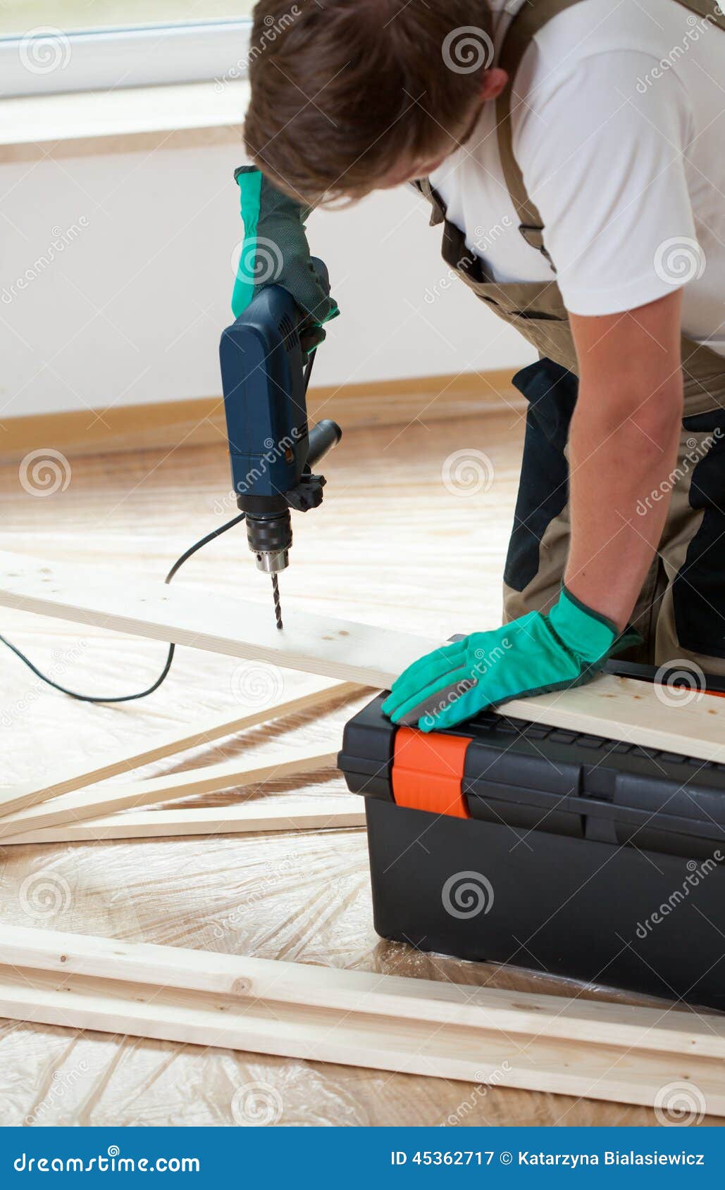 Man Using Electric Drill at Home Stock Image - Image of hole, tools ...