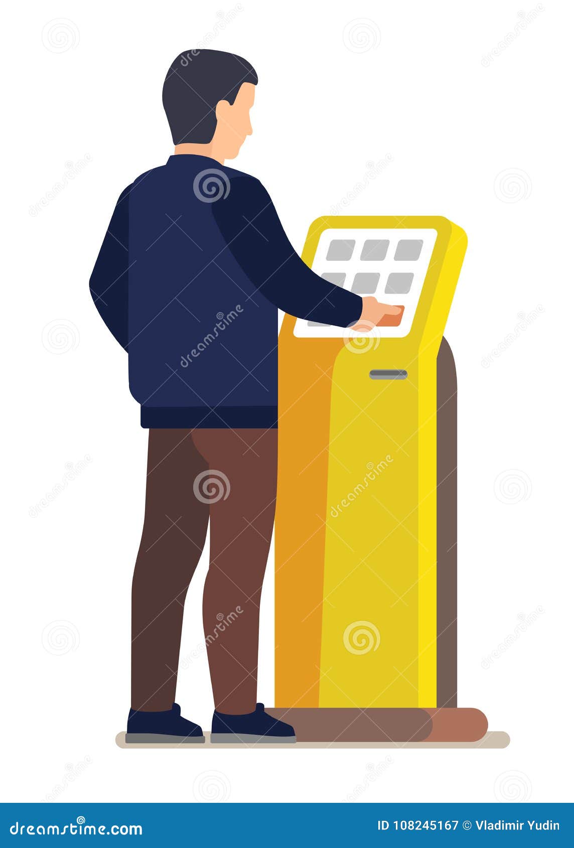 Man Using Electronic Self Service Payment System. Stock Vector ...