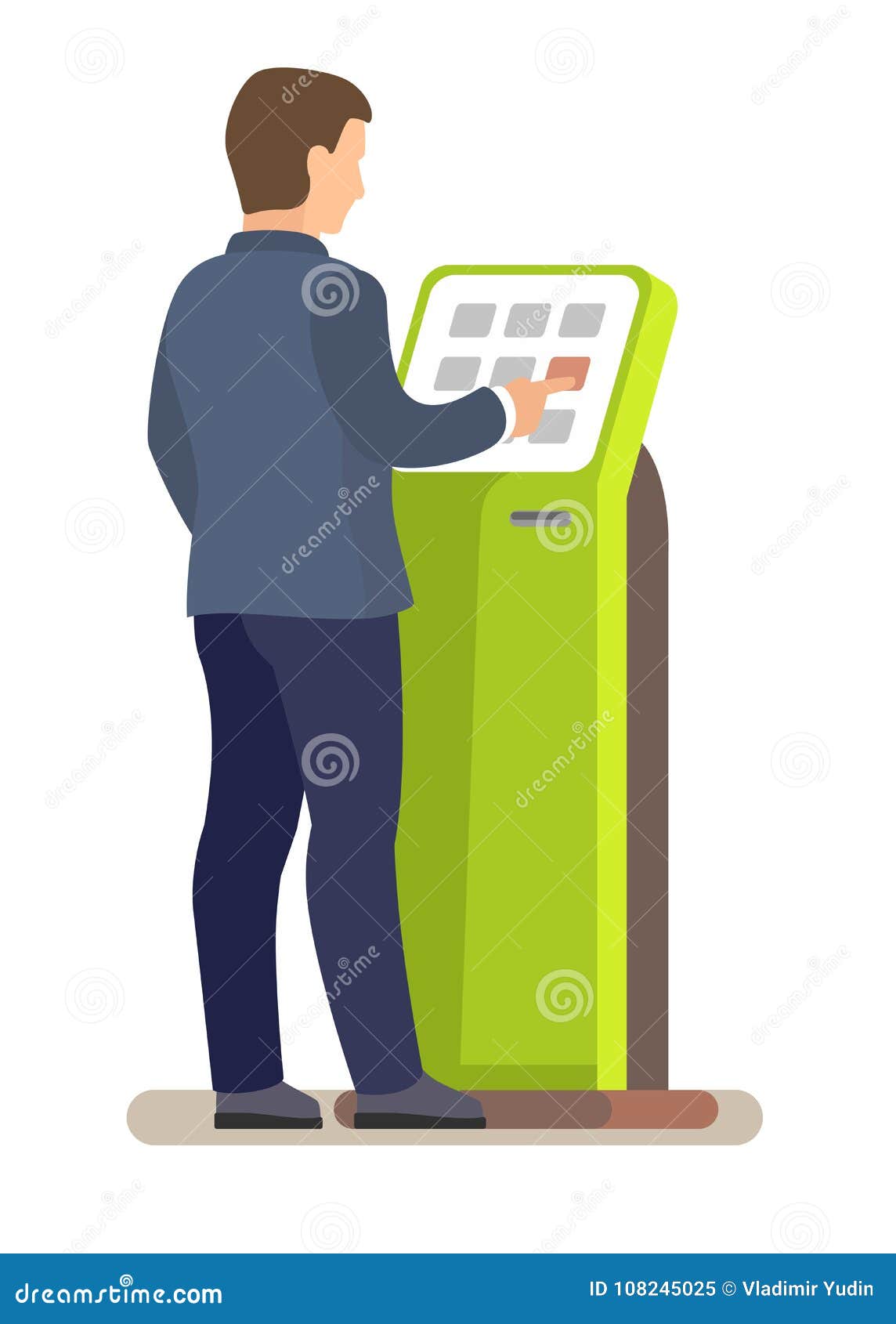 Self-service Cashier Or Terminal Doodle Style. Vector Set On `Self ...