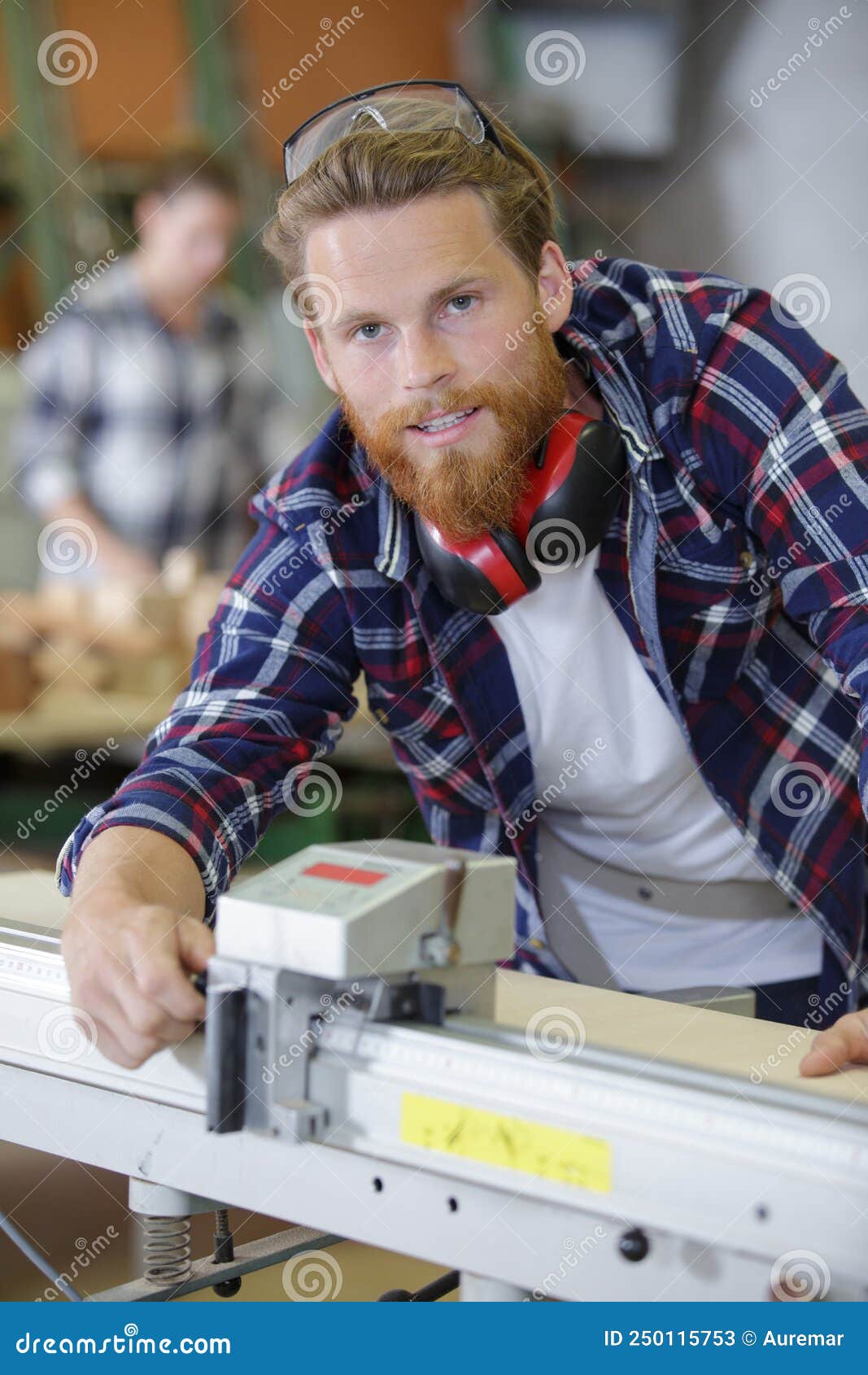 Man Using Equipment at Wood Factory Stock Image - Image of sawmill ...