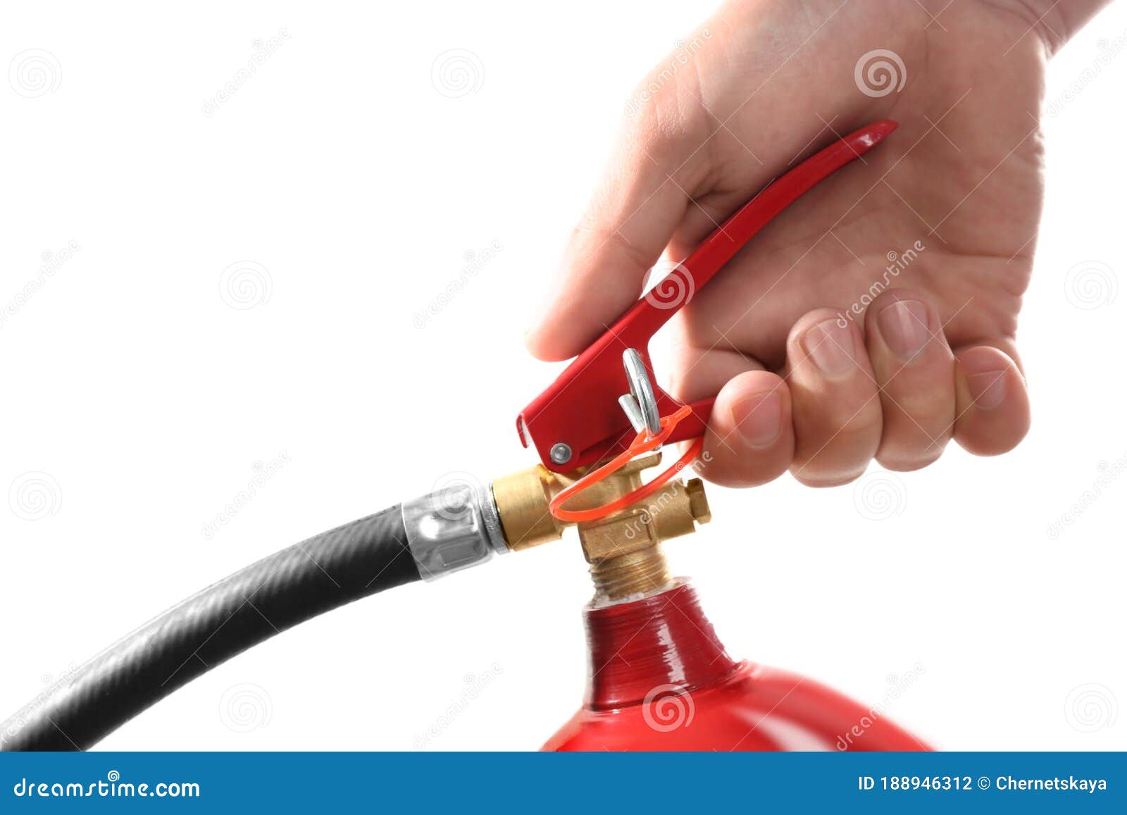 Man Using Fire Extinguisher on Background, Closeup Stock Photo - Image ...