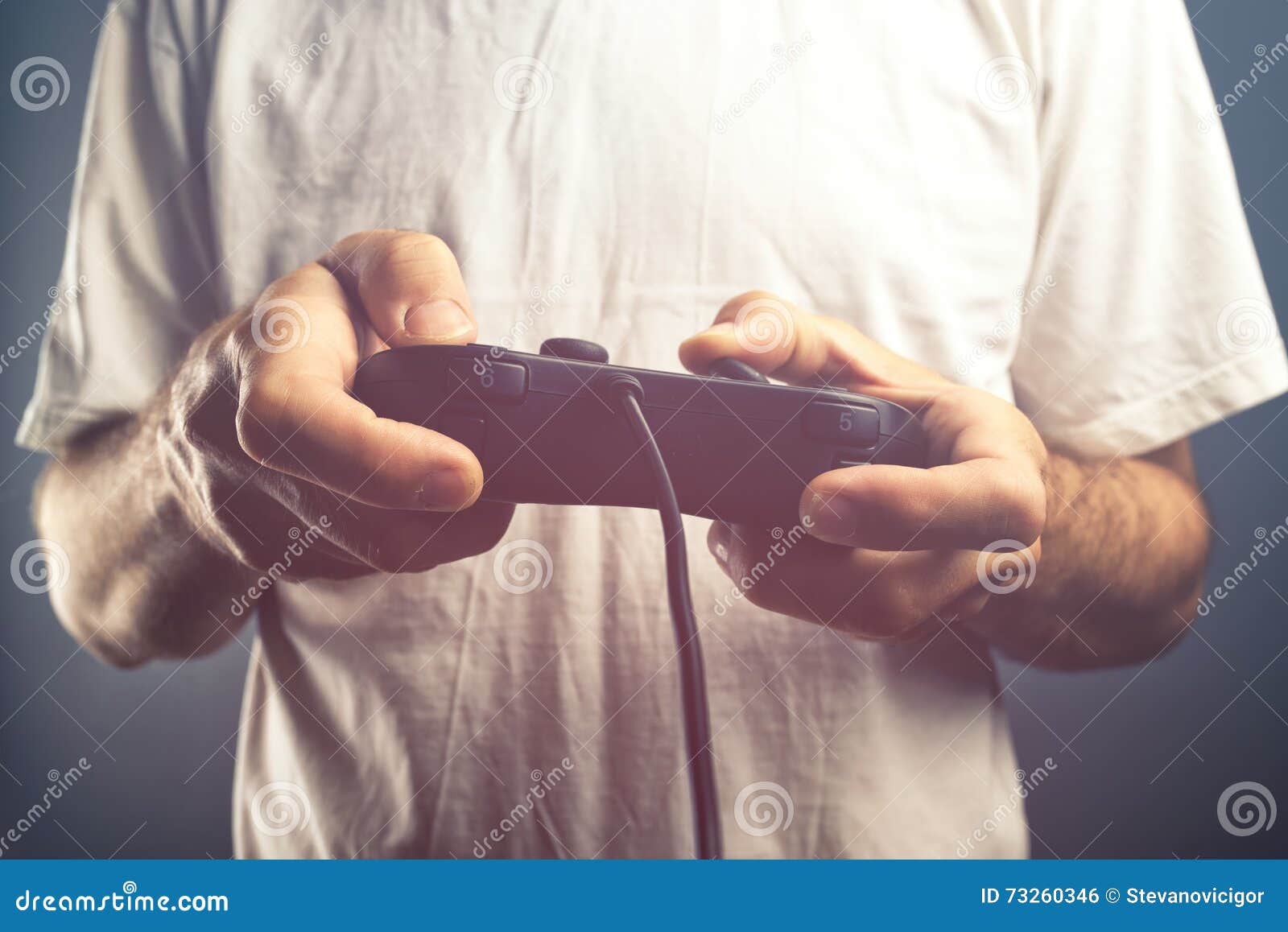 Man Using Game Pad Controller To Play Video Games Stock Photo - Image ...