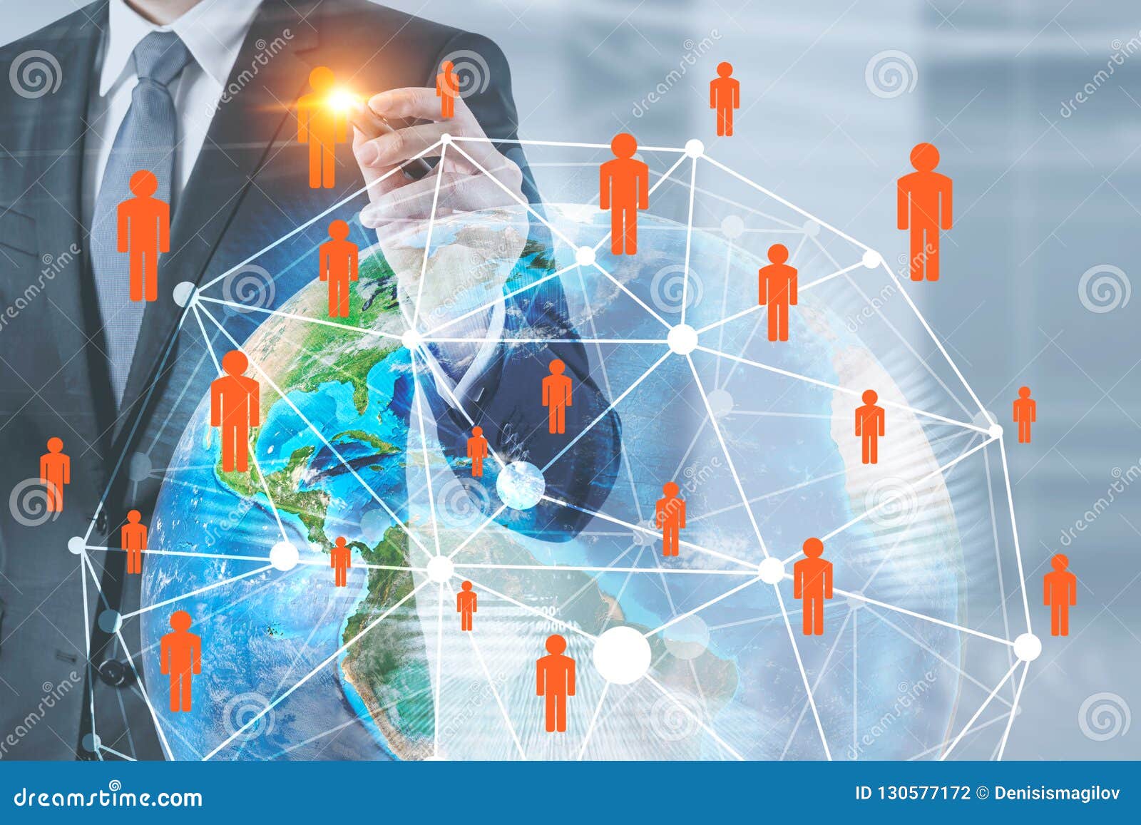 Man Using Global People Network Interface Stock Photo - Image of figure ...
