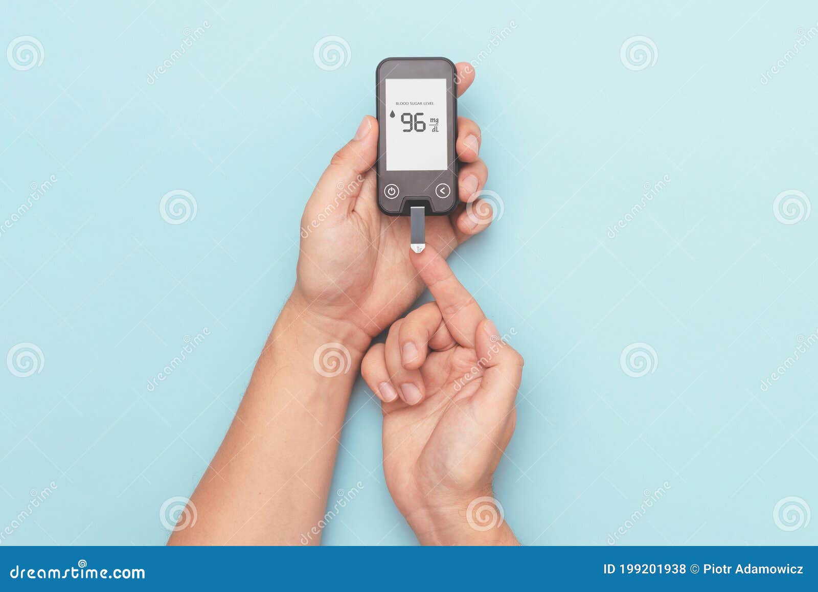 Man Using Glucometer, Checking Blood Sugar Level Stock Photo - Image of ...