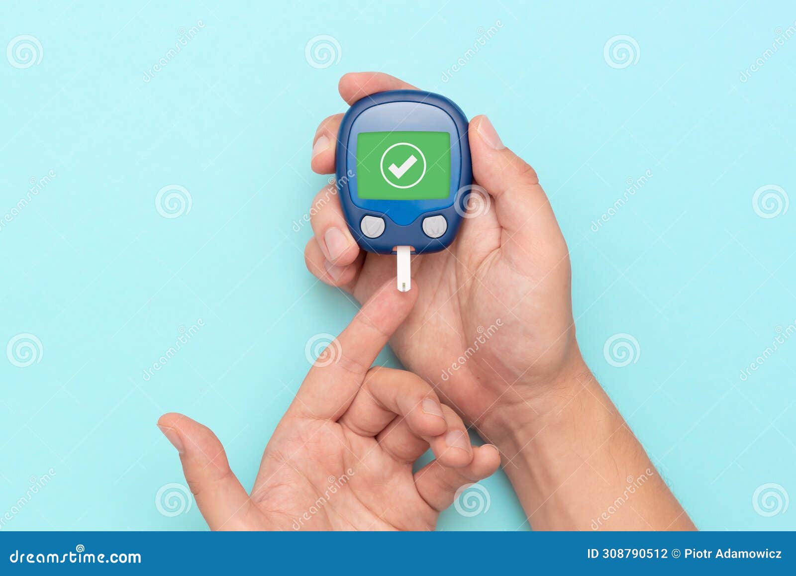 Man Using Glucometer, Checking Blood Sugar Level Stock Photo - Image of ...