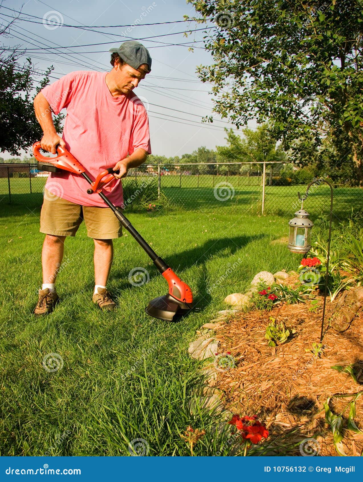 Man Using Grass Trimmer stock photo. Image of trimmer - 10756132