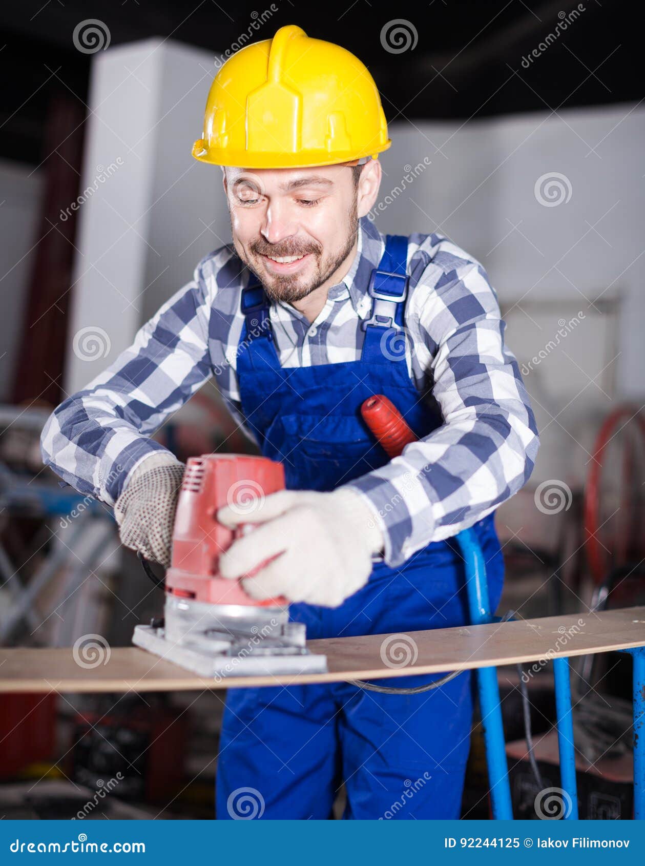 Man is Using Grinder for Construction Work Stock Image - Image of ...