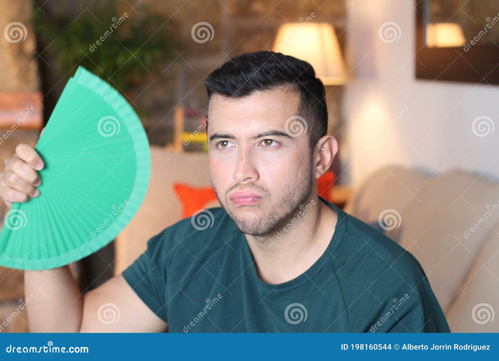 Man Using Hand Fan during Heatwave Stock Photo - Image of plastic ...