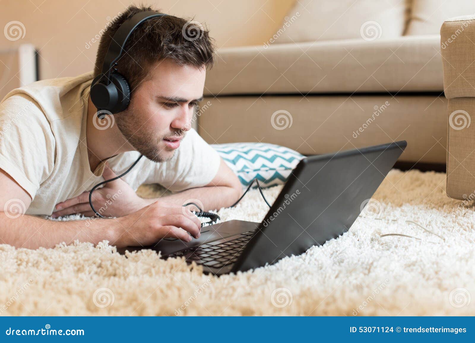 Man using headphones stock photo. Image of education - 53071124