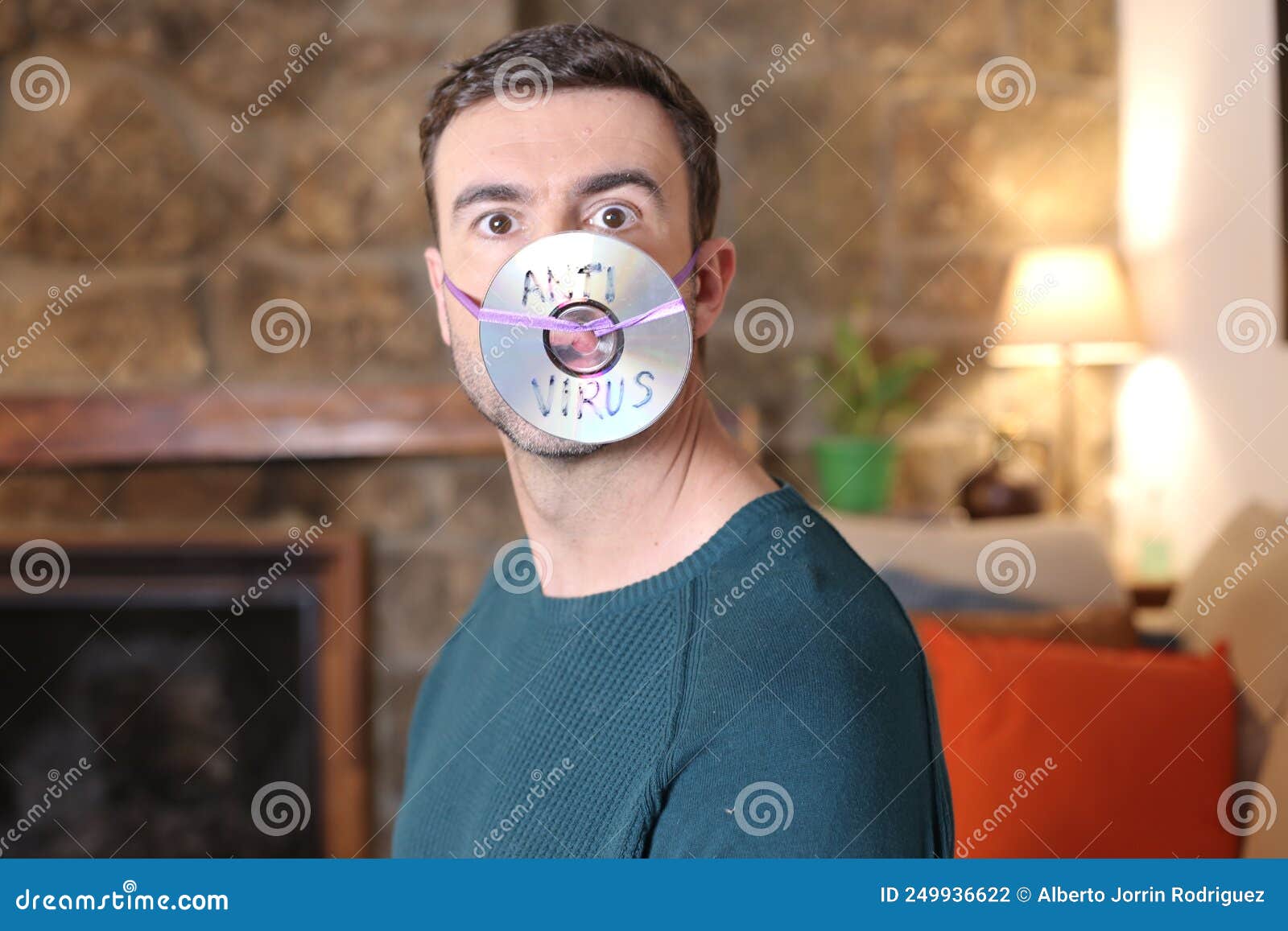 Man Using Hilarious Protective Mask Stock Photo - Image of instrument ...