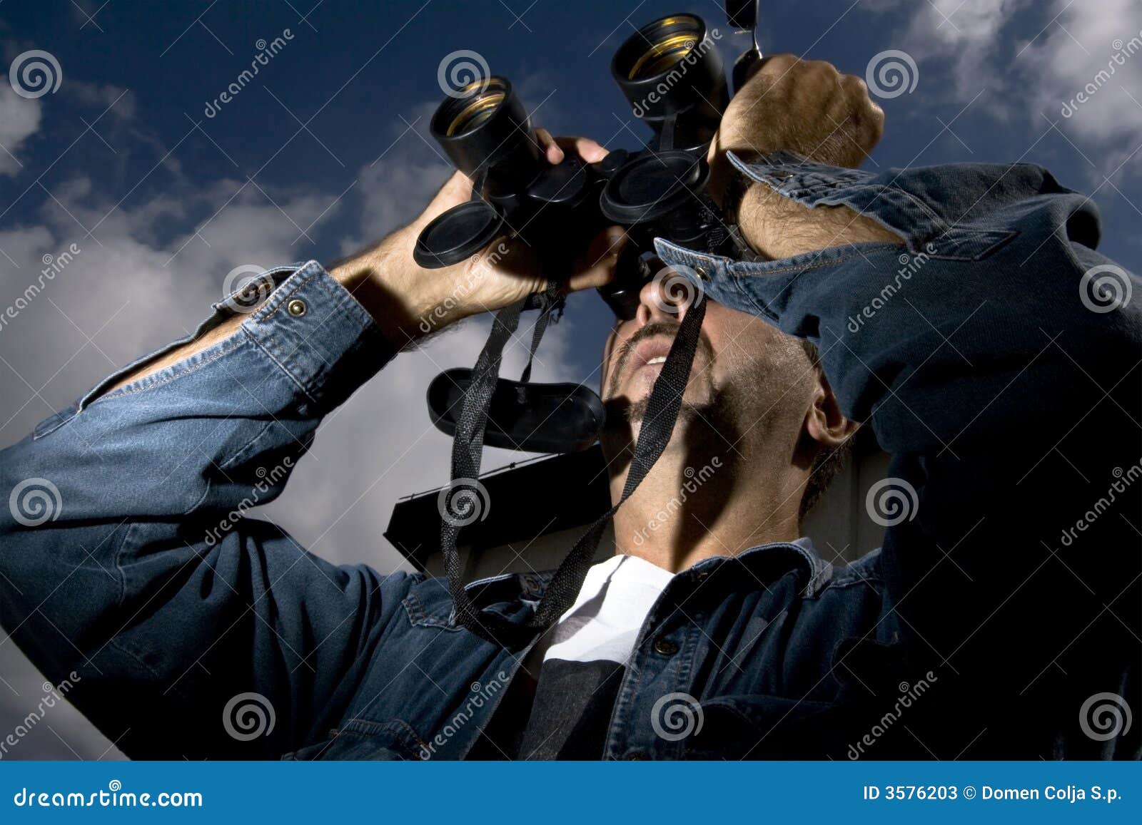 Man using his binoculars stock image. Image of adult, exploring - 3576203