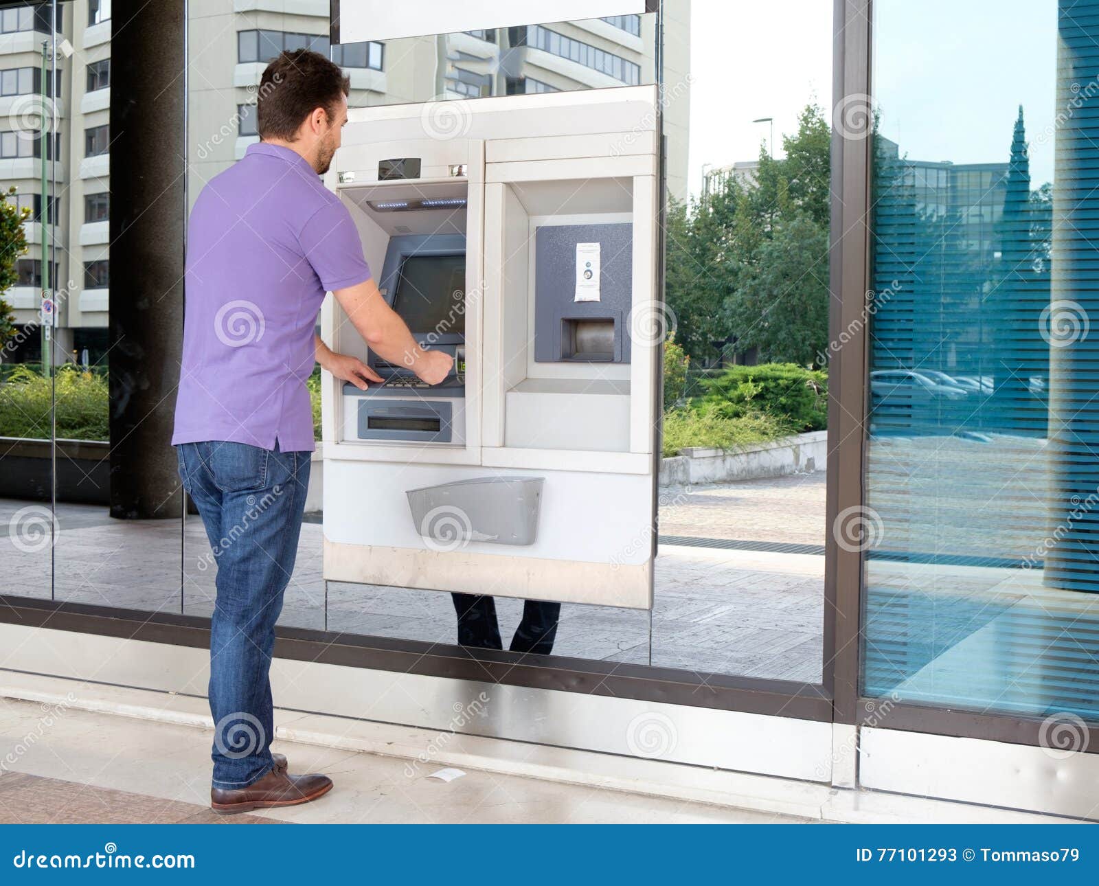 Man Using His Credit Card in an Atm Stock Image - Image of cash, bank ...