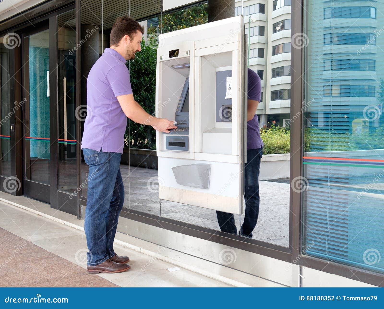 Man Using His Credit Card in an Atm for Withdrawal Stock Photo - Image ...