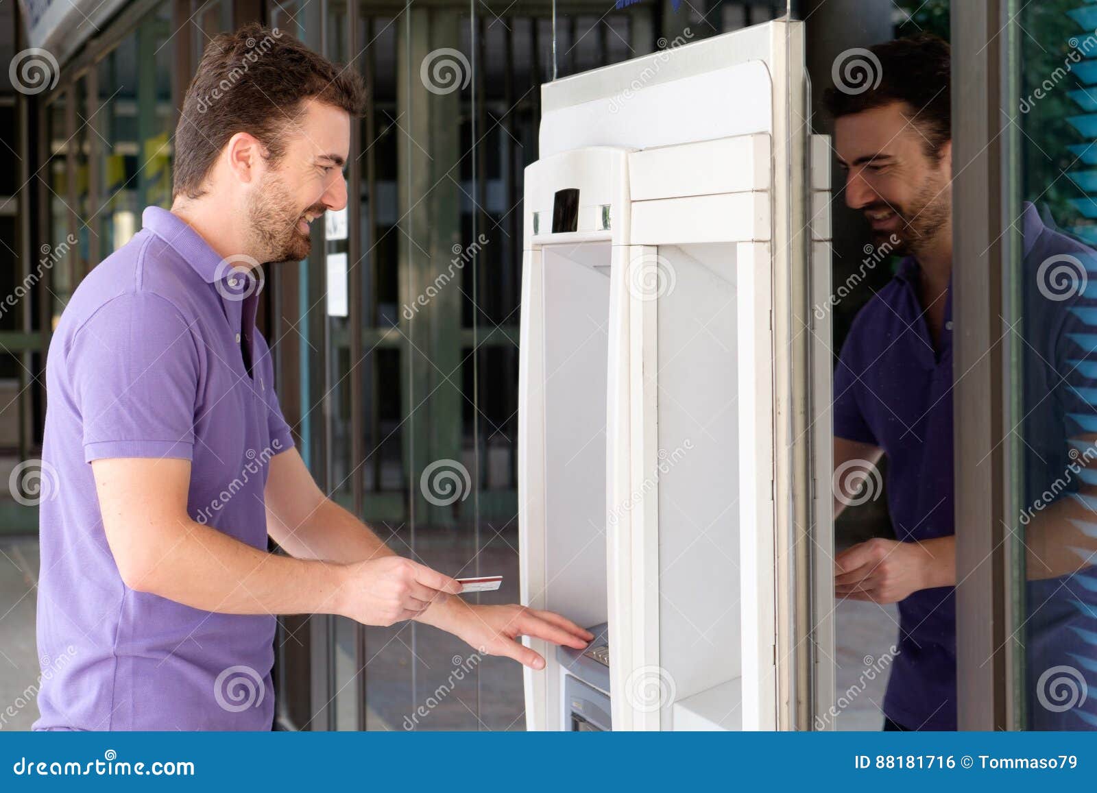 Man Using His Credit Card in an Atm for Withdrawal Stock Photo - Image ...