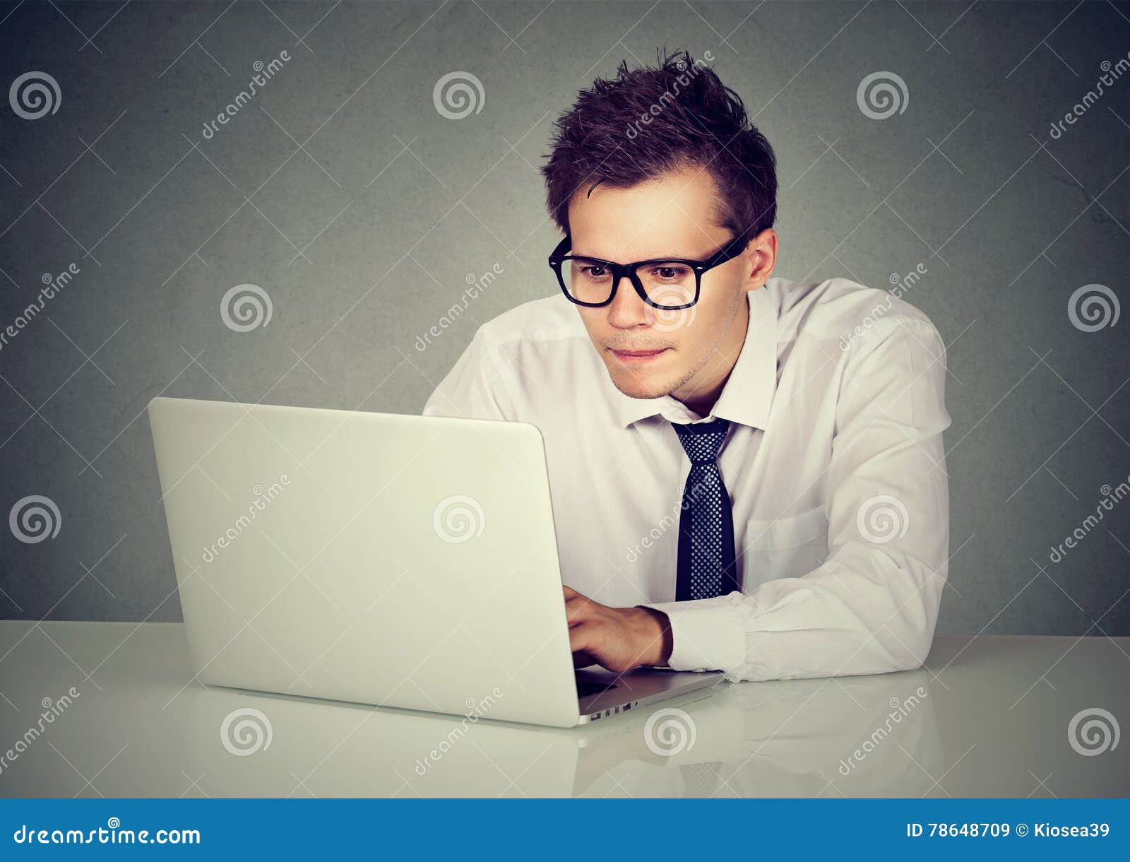 Man Using His Laptop Computer Stock Image - Image of screen, geek: 78648709