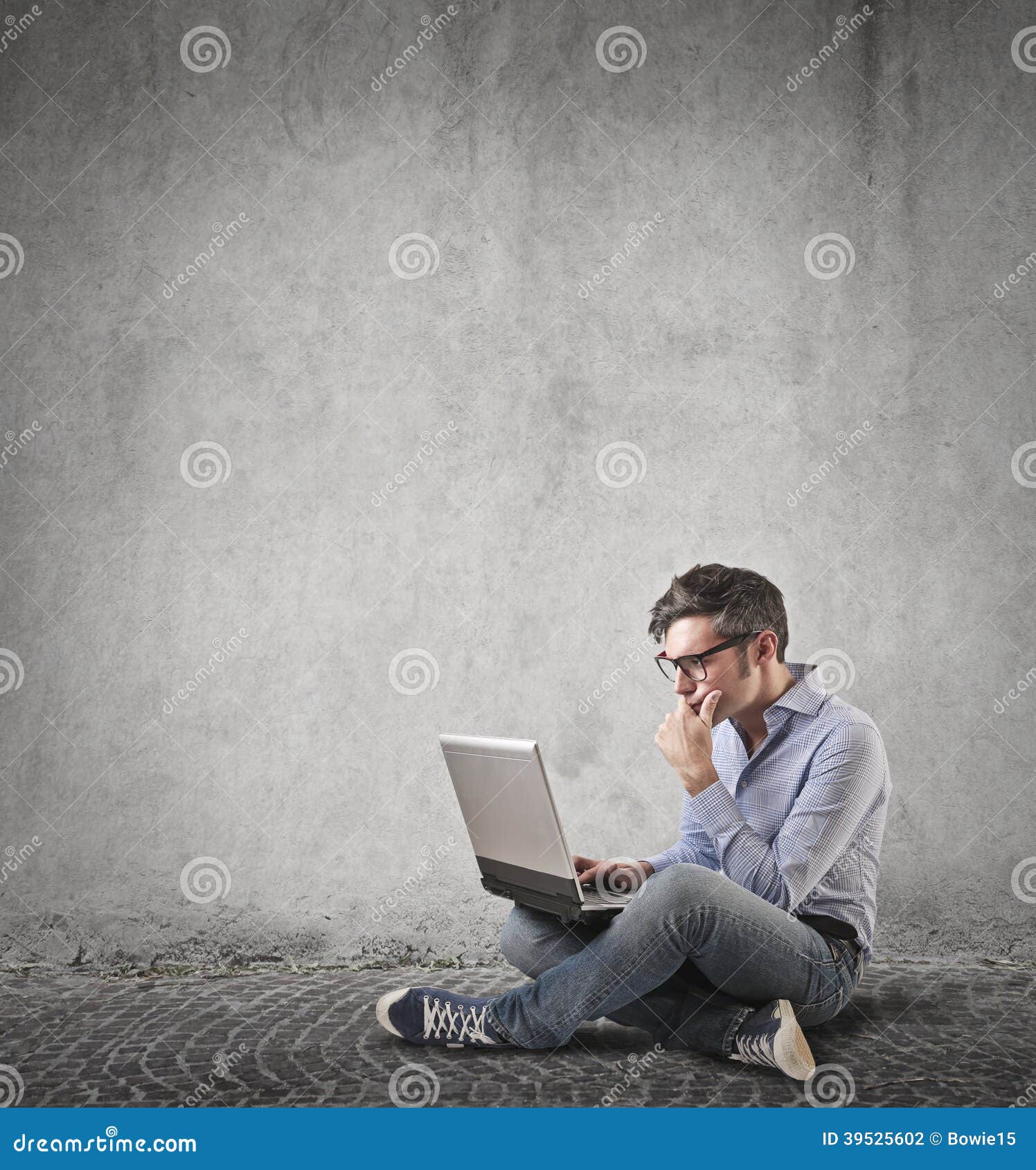 Man using his laptop stock photo. Image of cloudy, idea - 39525602