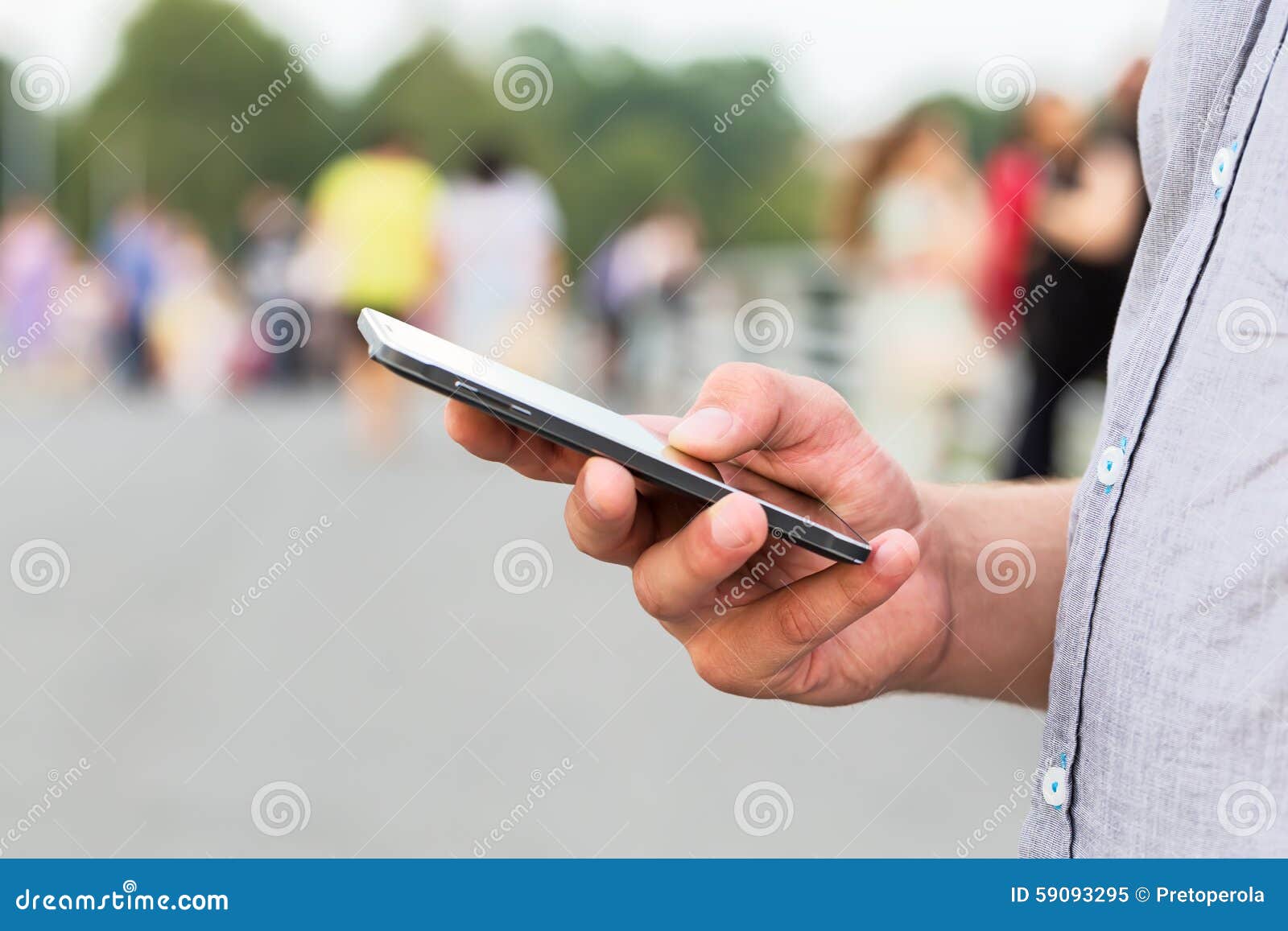 Man Using His Mobile Phone Outdoor Stock Image - Image of cell, laptop ...
