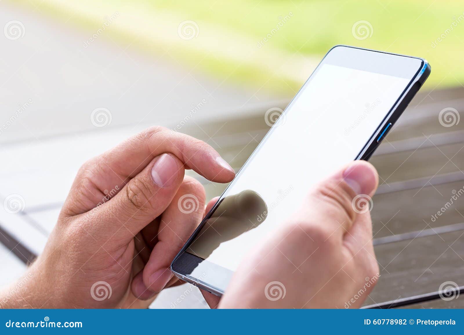 Man Using His Mobile Phone Outdoor Stock Photo - Image of happy, caffe ...