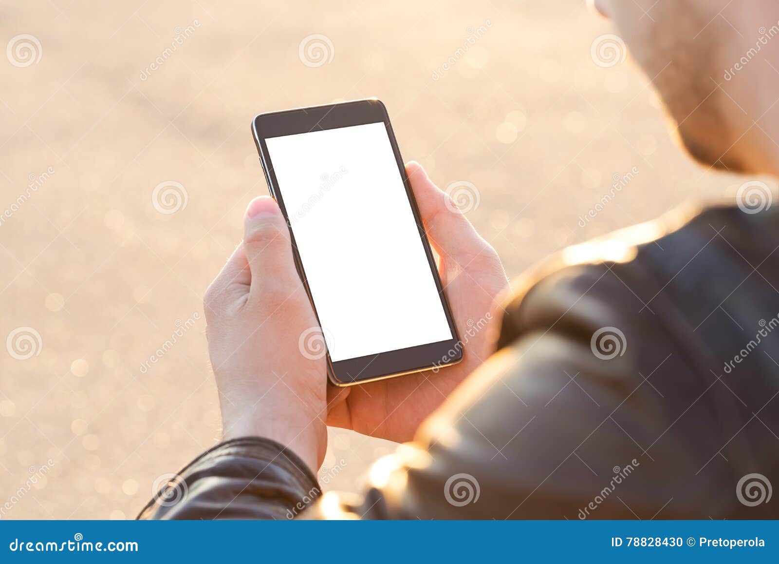 Man Using His Mobile Phone Outdoor Stock Photo - Image of happy ...