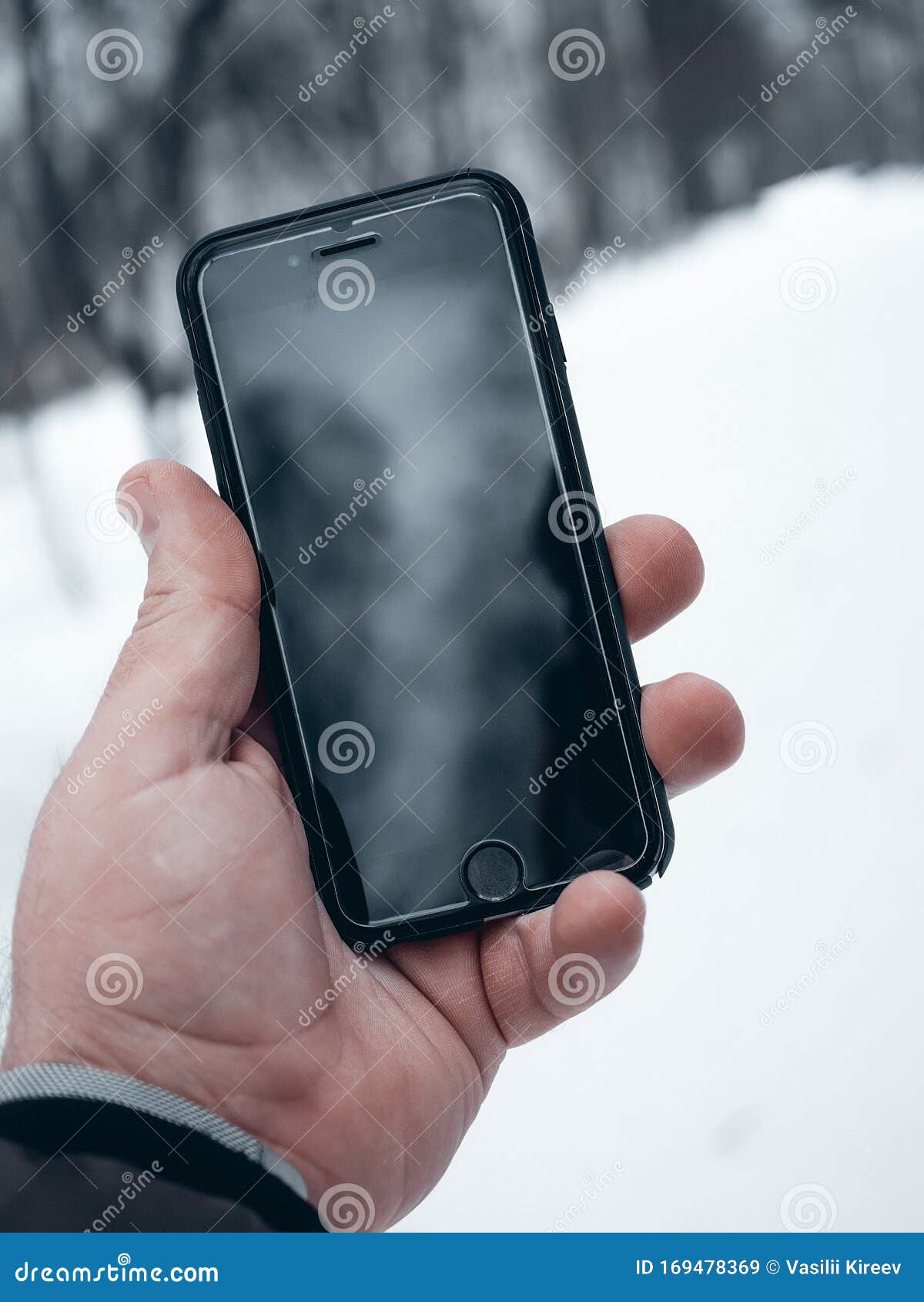 Man Using His Mobile Phone Outdoor, Close Up Stock Image - Image of ...